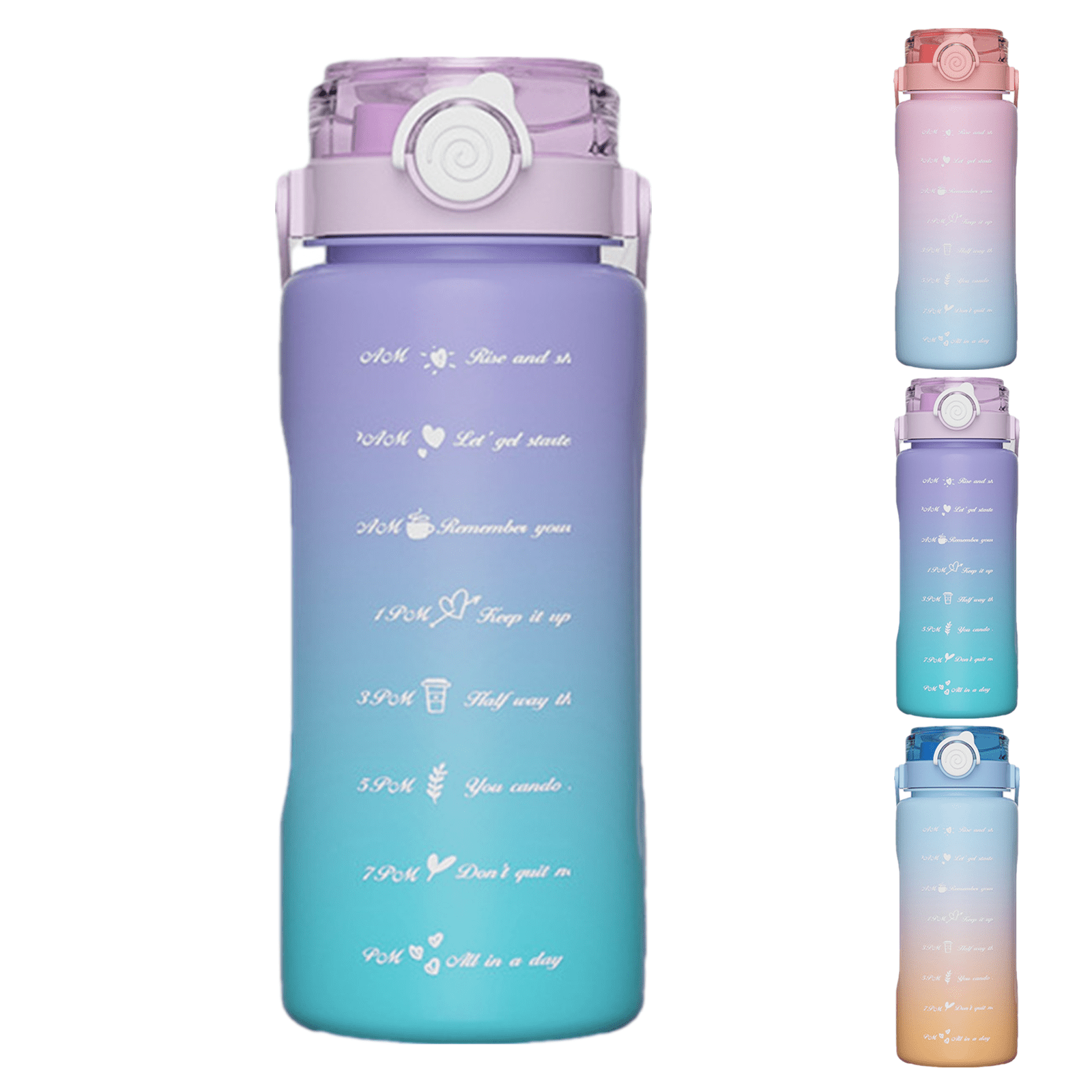 Water Bottle, Motivational Water Bottle with Times to Drink and Straw, 48 oz Water Bottles with ...