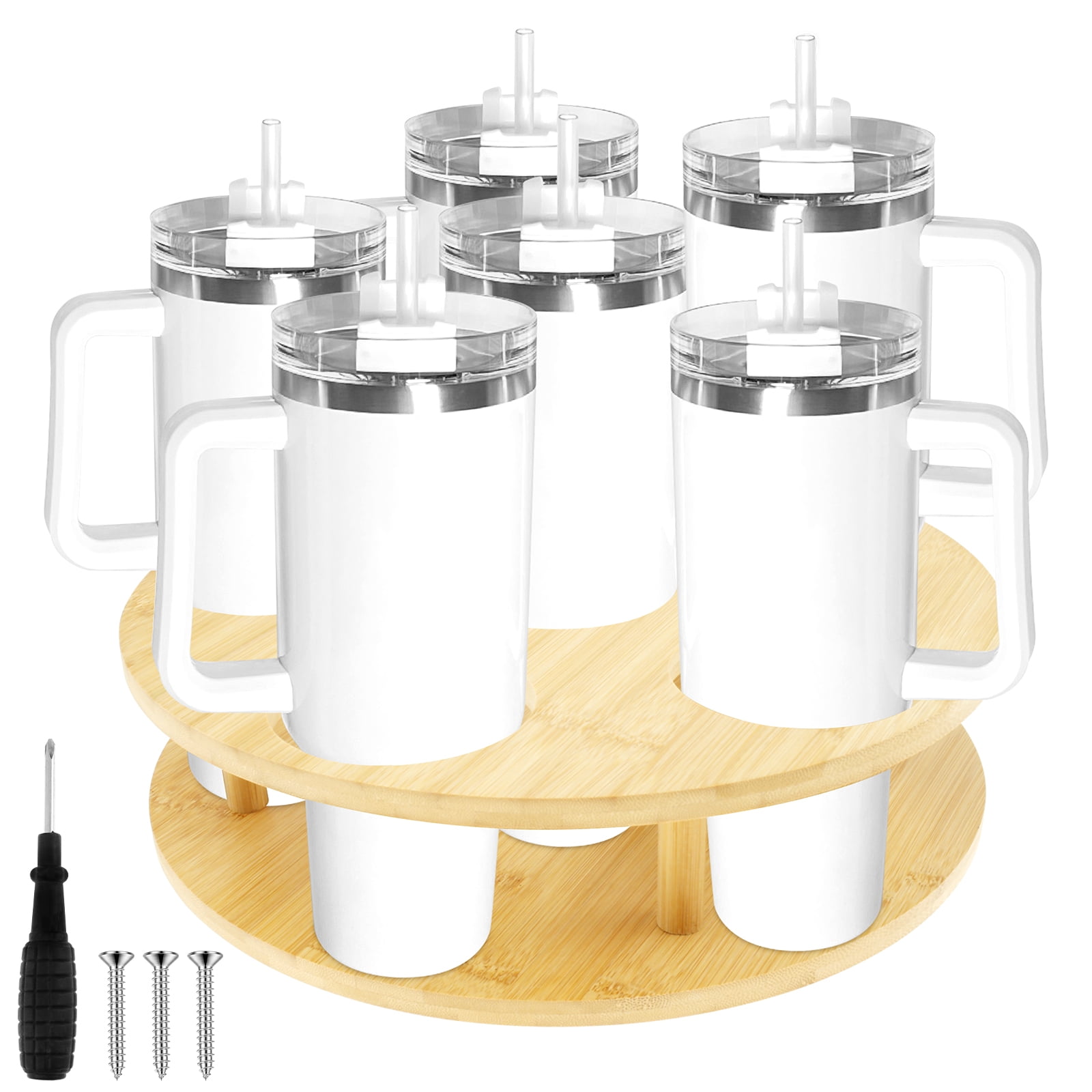 Water Bottle Organizer 360° Rotatable Water Bottle Holder Holds 6 ...