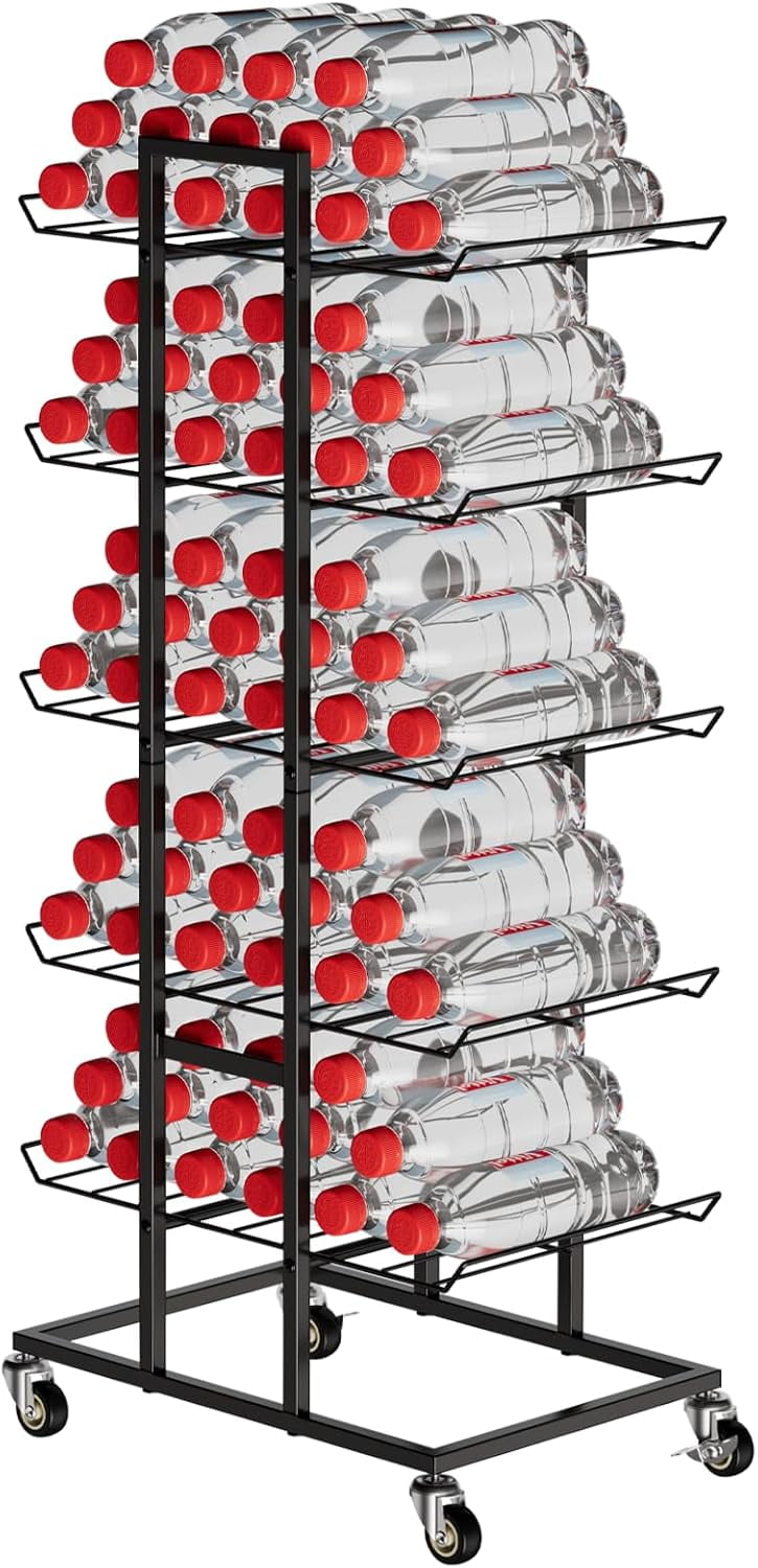 Water Bottle Organizer 5 Tier Water Bottle Storage Rack with Wheels ...