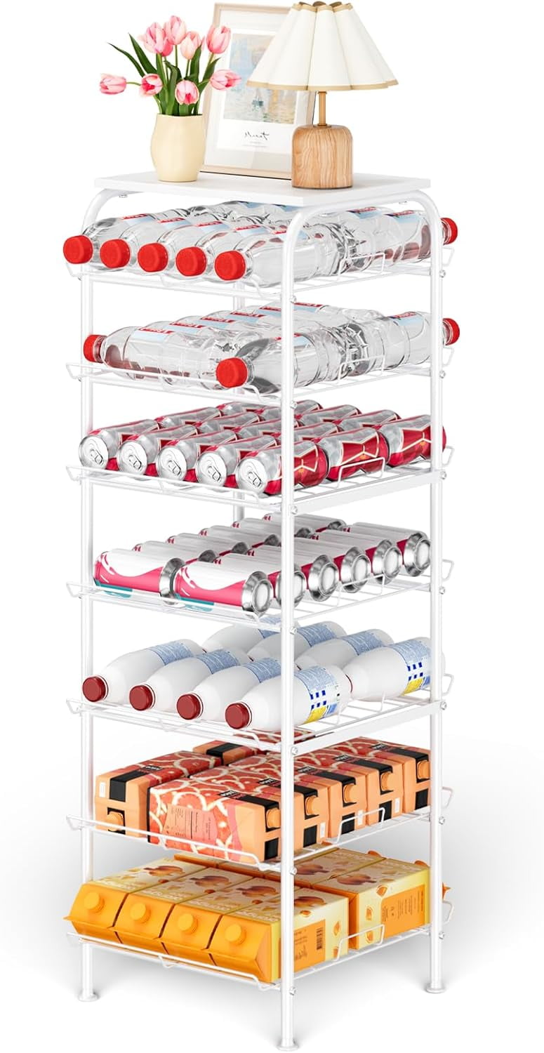 Water Bottle Organizer 7 Tier Free Standing Bottled Water Storage Rack ...