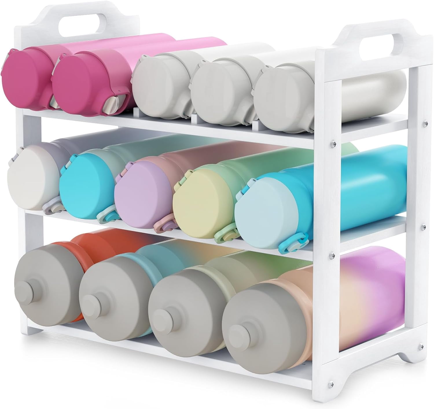 Water Bottle Organizer, Bamboo Water Bottle Holder for Cabinet ...