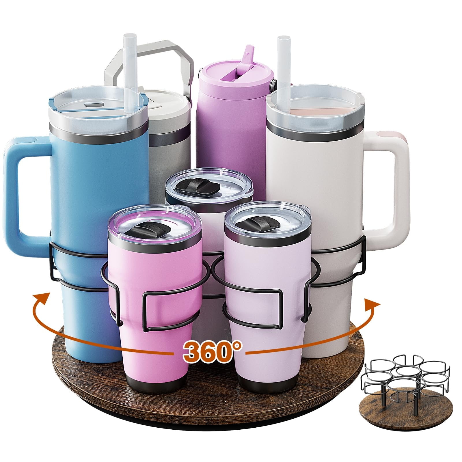 Water Bottle Organizer Compatible with Stanley 20/30/40oz, Rotating ...