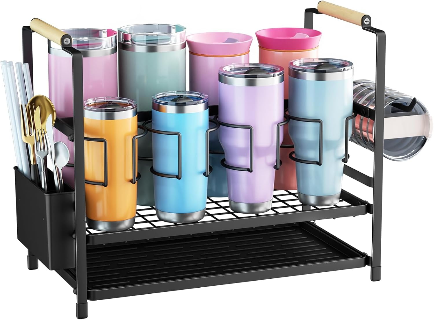 Water Bottle Organizer Drying Rack for 40oz Tumbler with Handle, 5 ...