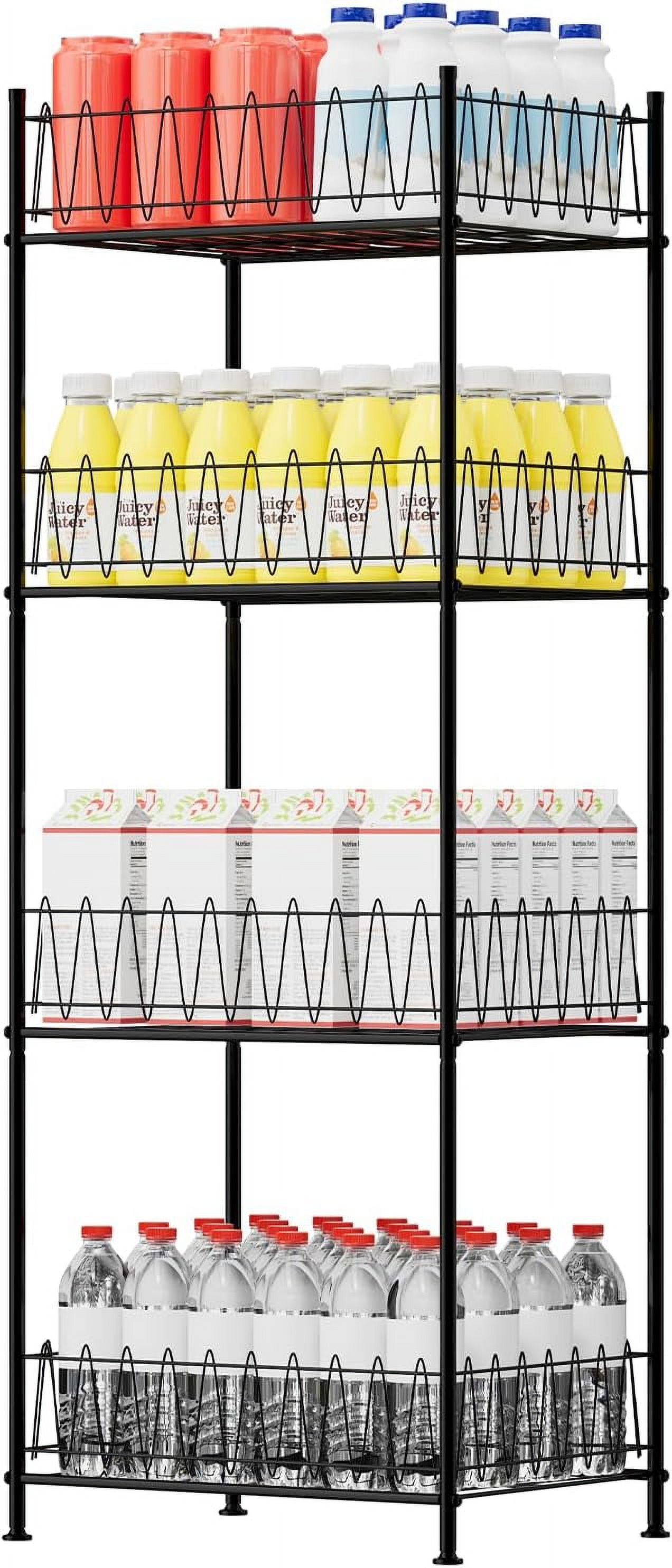 Water Bottle Organizer Rack 4 Tier Free Standing Bottled Water Storage ...