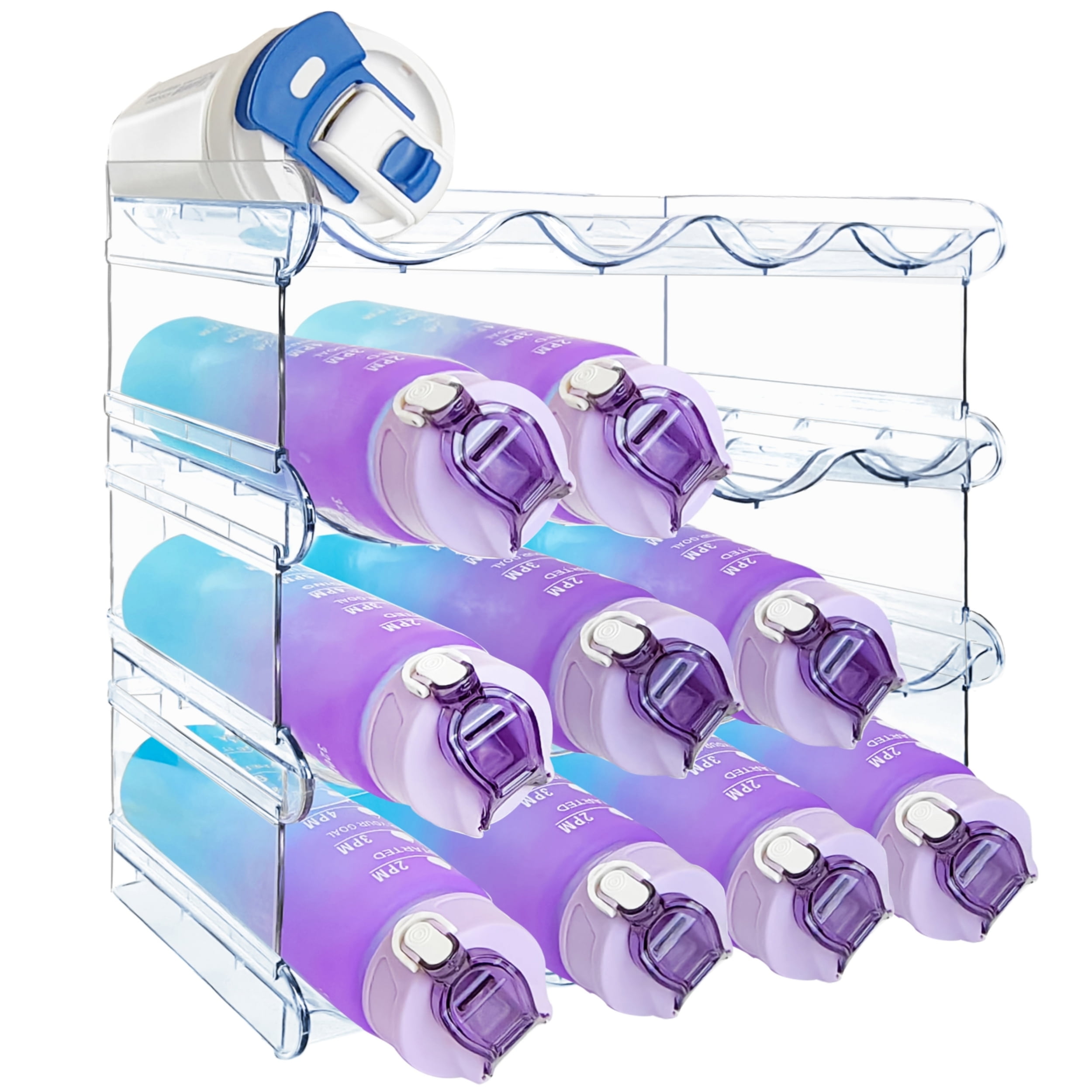 Water Bottle Organizer, Stackable Plastic Bottle Holder for Cabinet ...