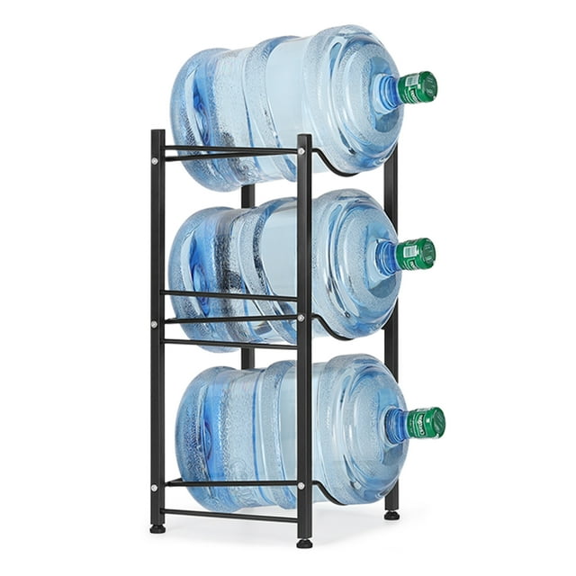 3-Tier 5-Gallon Water Bottle Storage Rack, Black - Kitchen Stand Jug ...