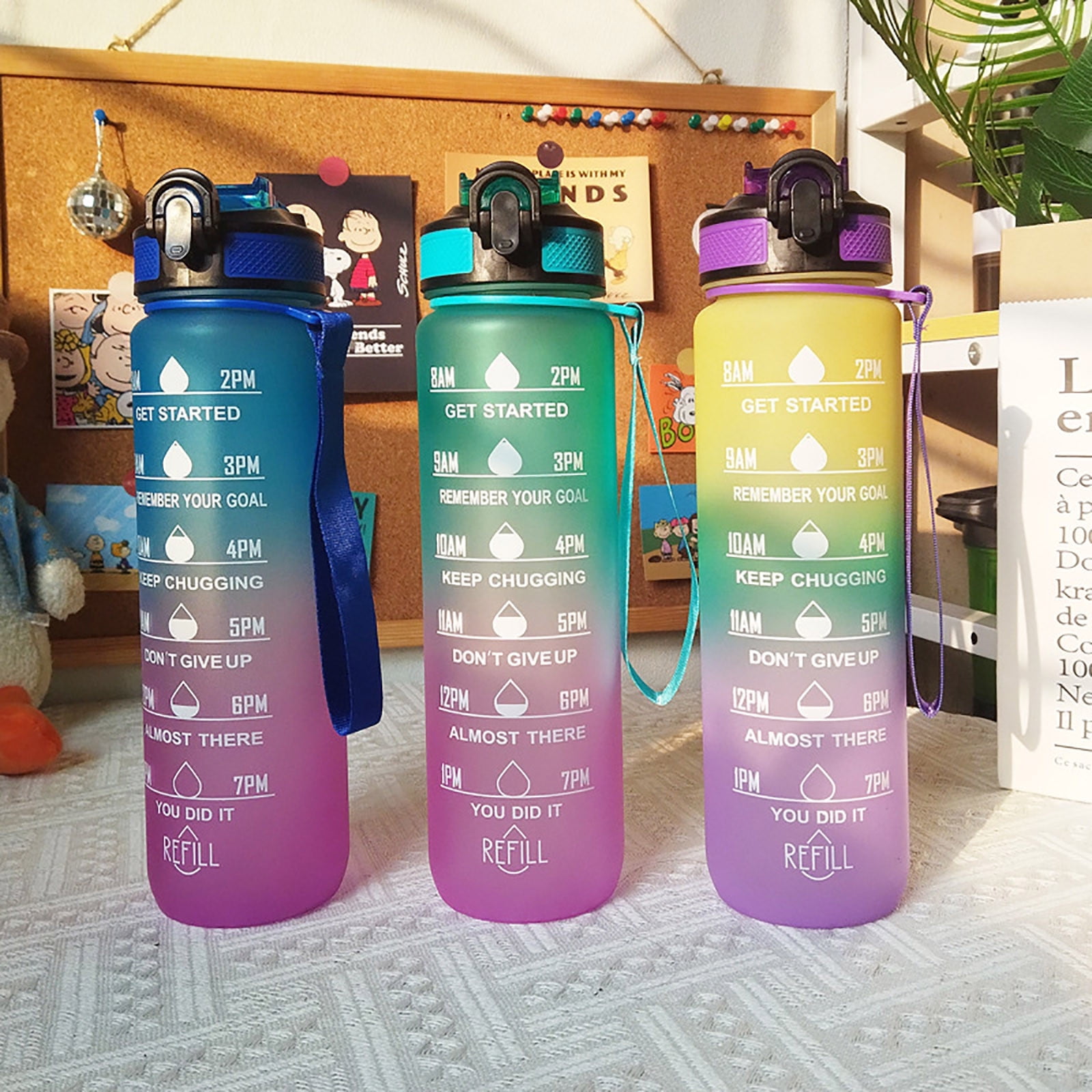 Water Bottle Reminder to Drink,Water Bottle with Time Marker,Carry ...