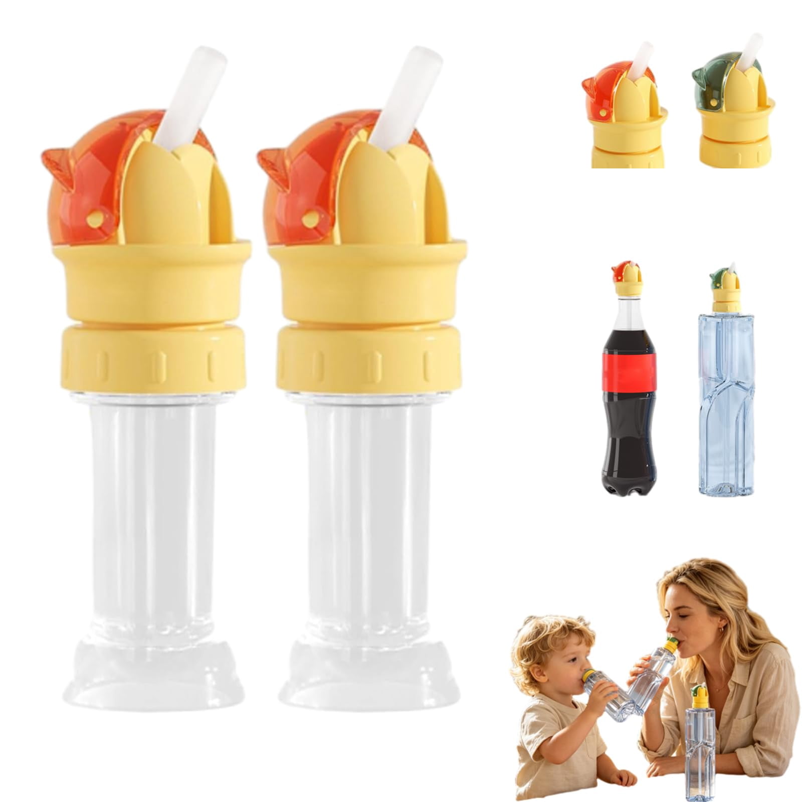 Water Bottle Spout Conversion Cap with Straw, Universal Silicone Straw ...