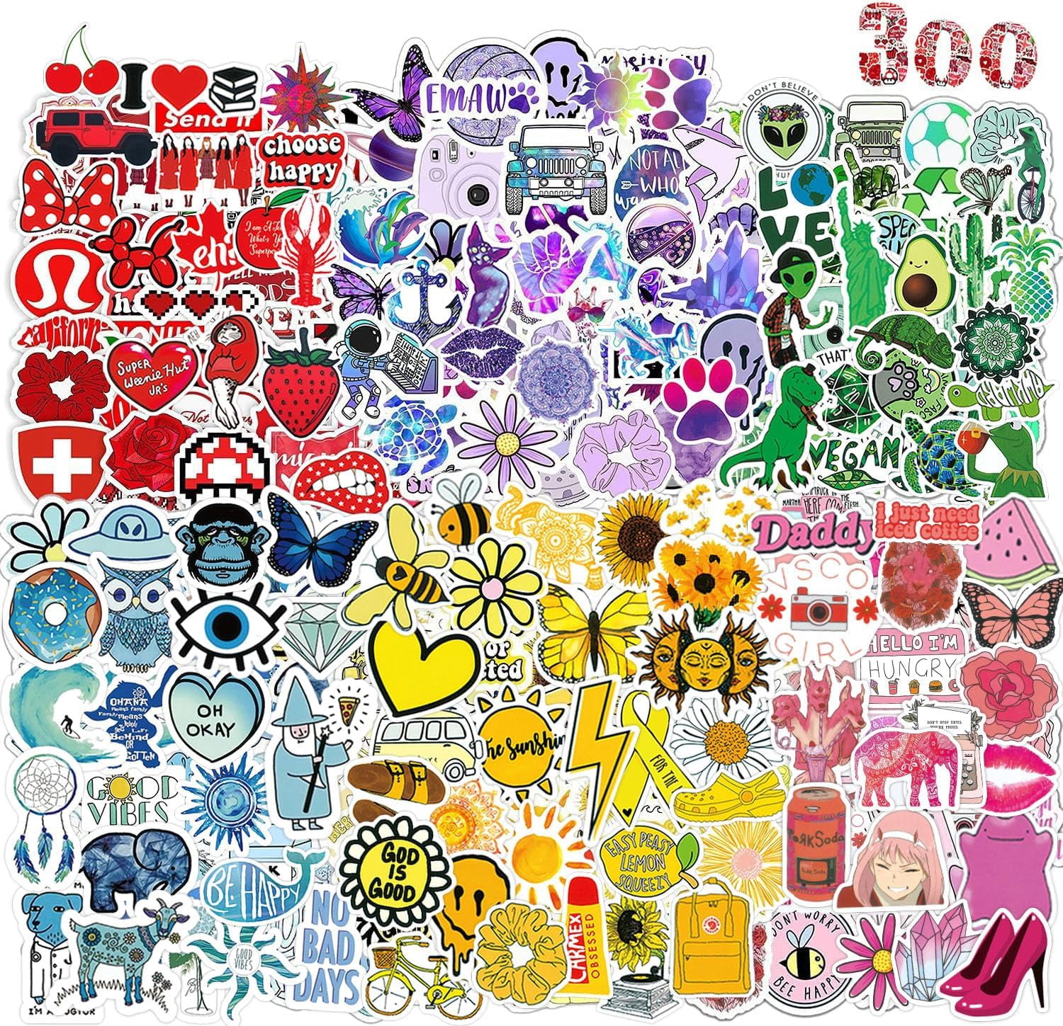 Water Bottle Stickers 300 Pcs Cute Color Sticker Packs, Prizes for Kids ...