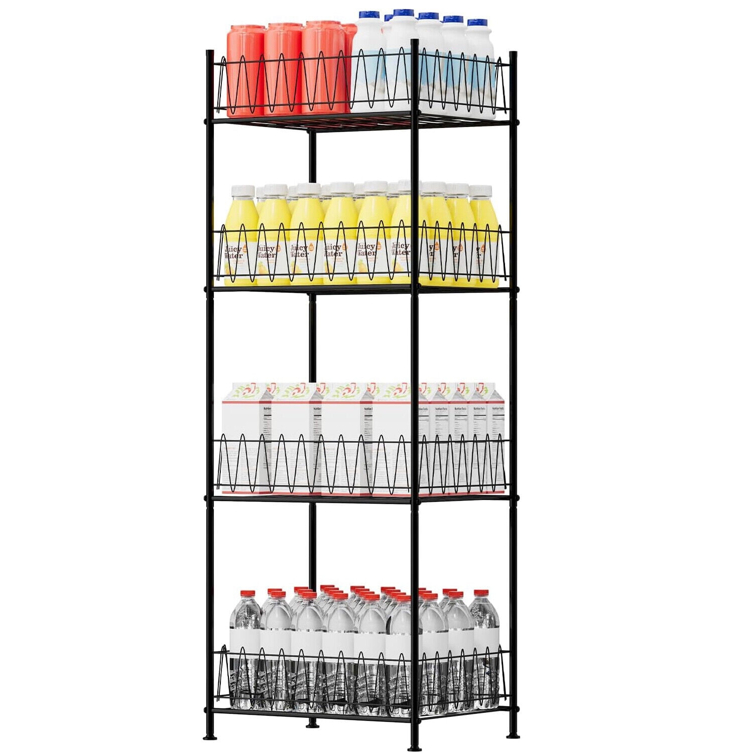 Water Bottle Storage Organizer for Floor, Metal Beverage Soda Can ...