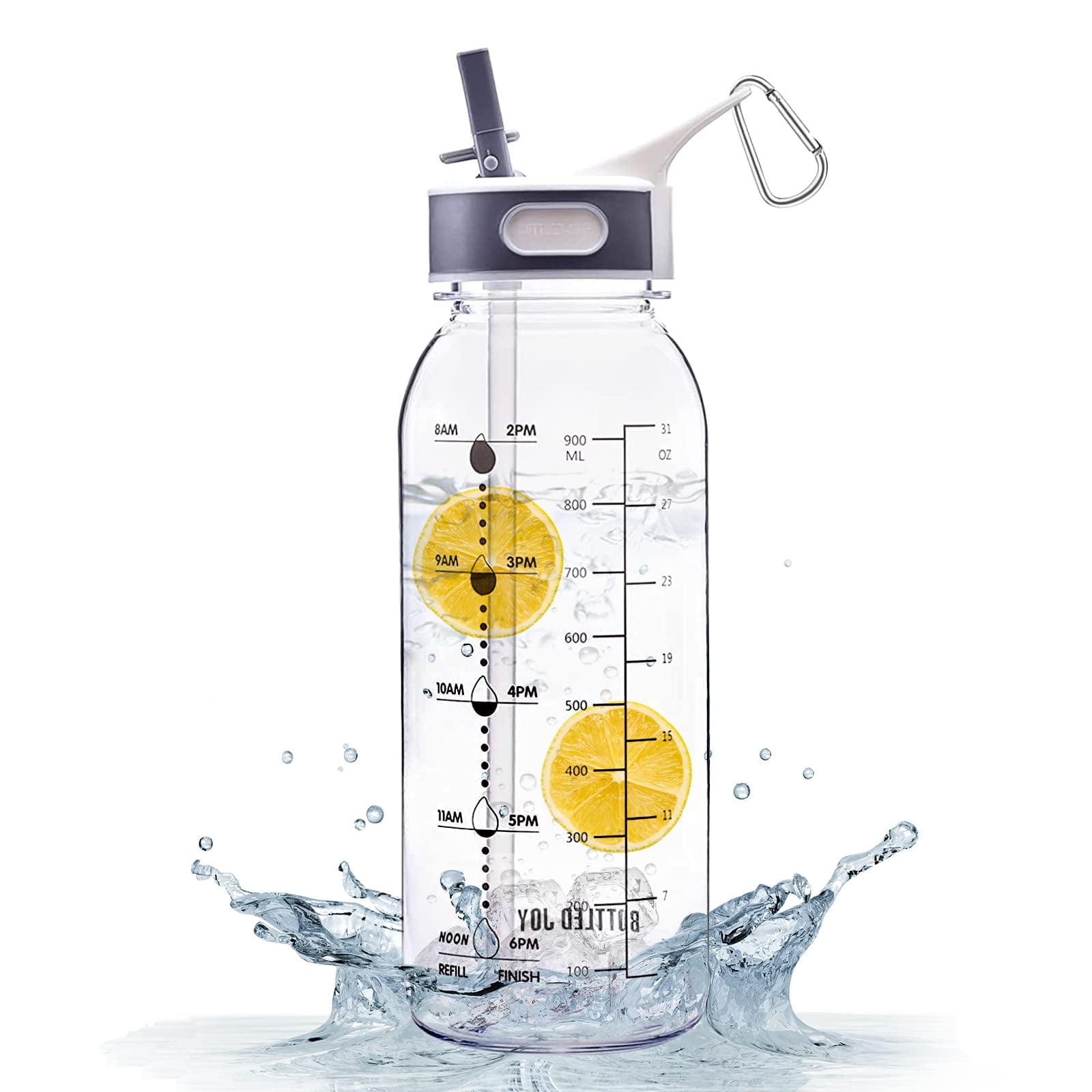 Water Bottle with Straw, 32oz/1 Liter BPA-Free Motivational Water ...