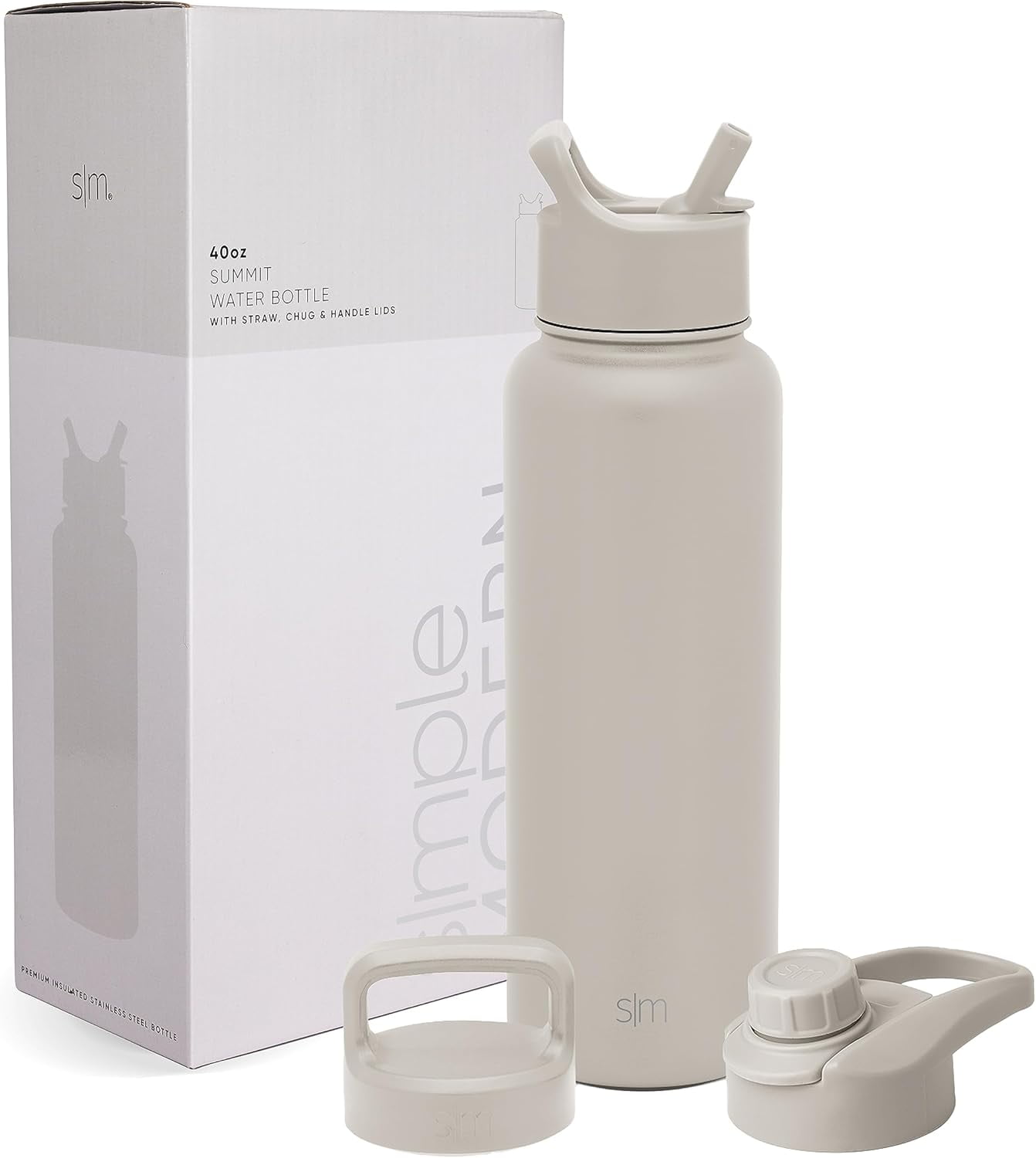 Water Bottle with Straw, Handle, and Chug Lid Vacuum Insulated ...