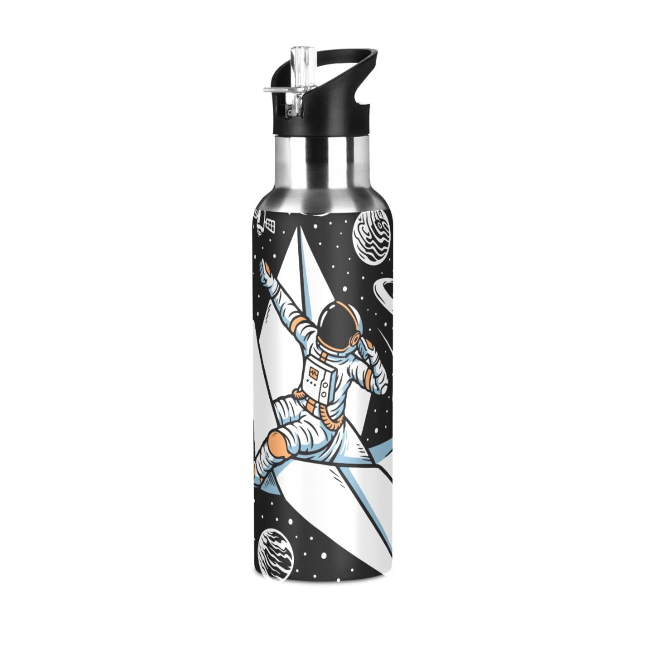 Water Bottle with Straw Lid Leak Astronauts and Origami Cranes ...