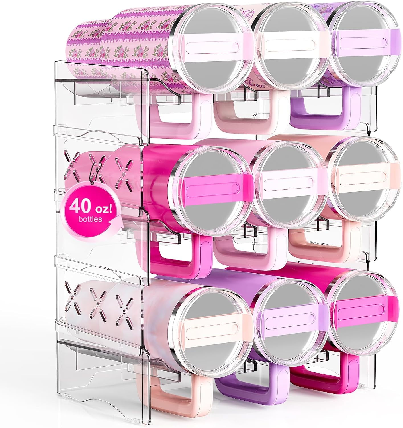 Water Bottle Tumbler Organizer, Stackable Stanley 40oz with Handle Cup ...