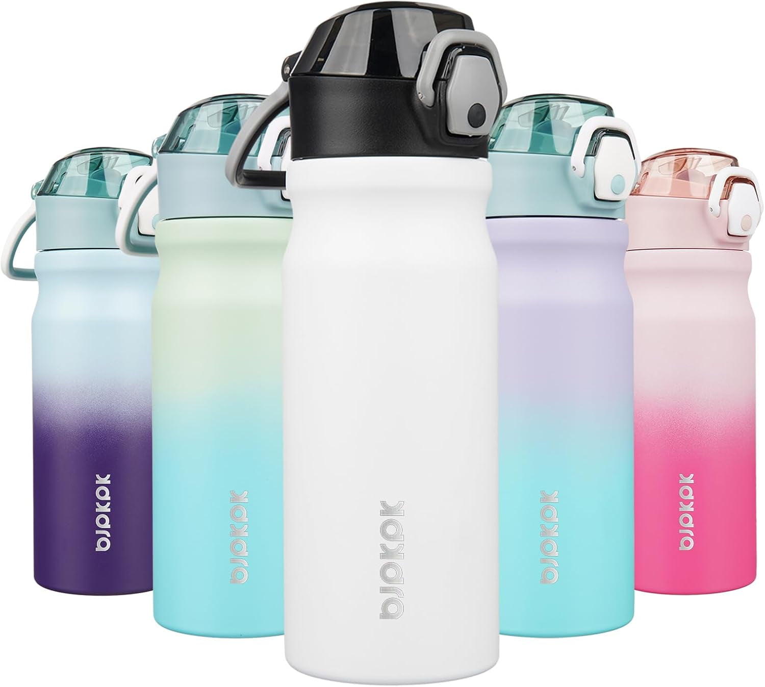 Water Bottle With Straw 18oz Insulated Water Bottles Reusable Stainless Steel Metal Thermos With ...