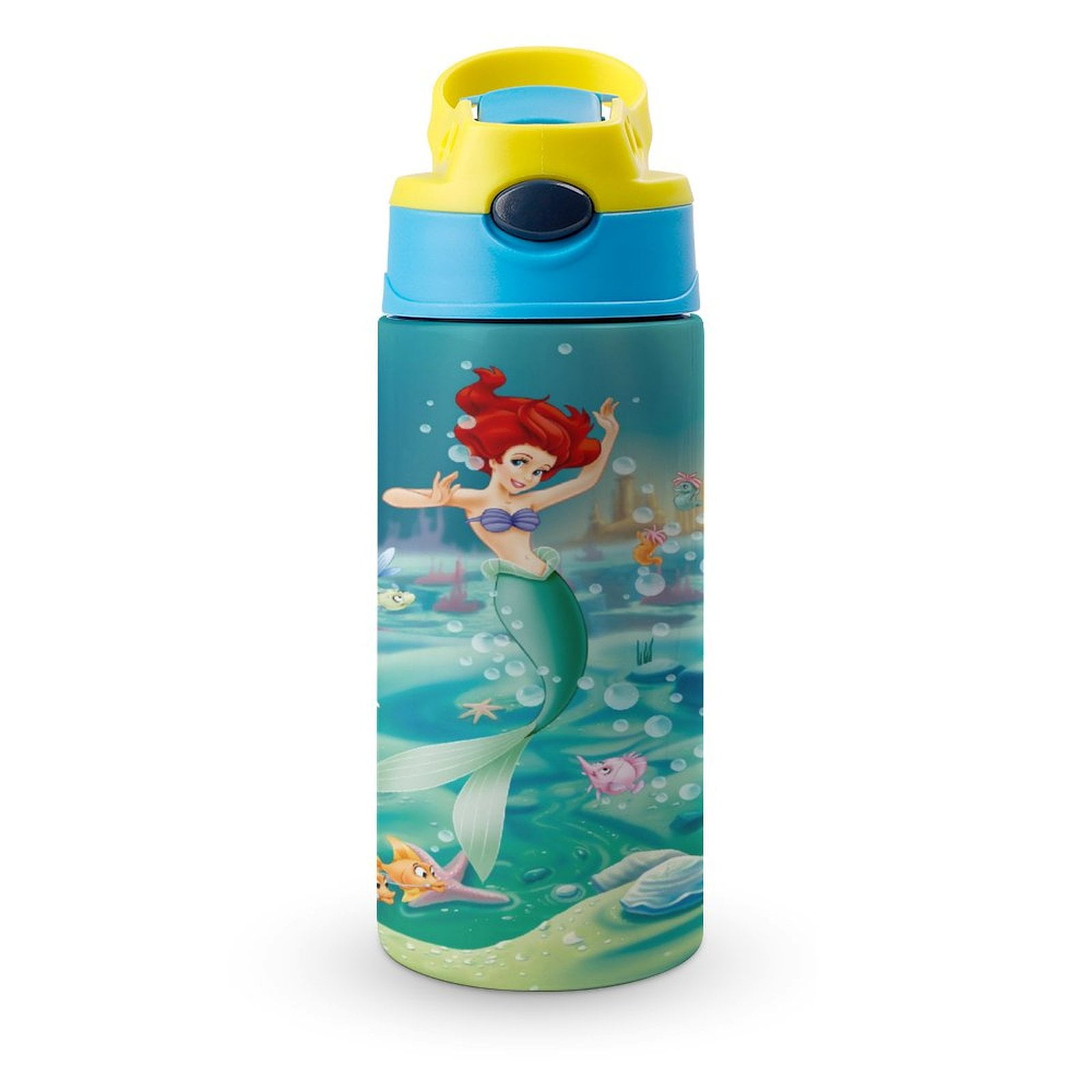 Water Bottle with Straw - 12 Ounce, The Little Mermaid Ariel - Kids Stainless Steel Vacuum ...