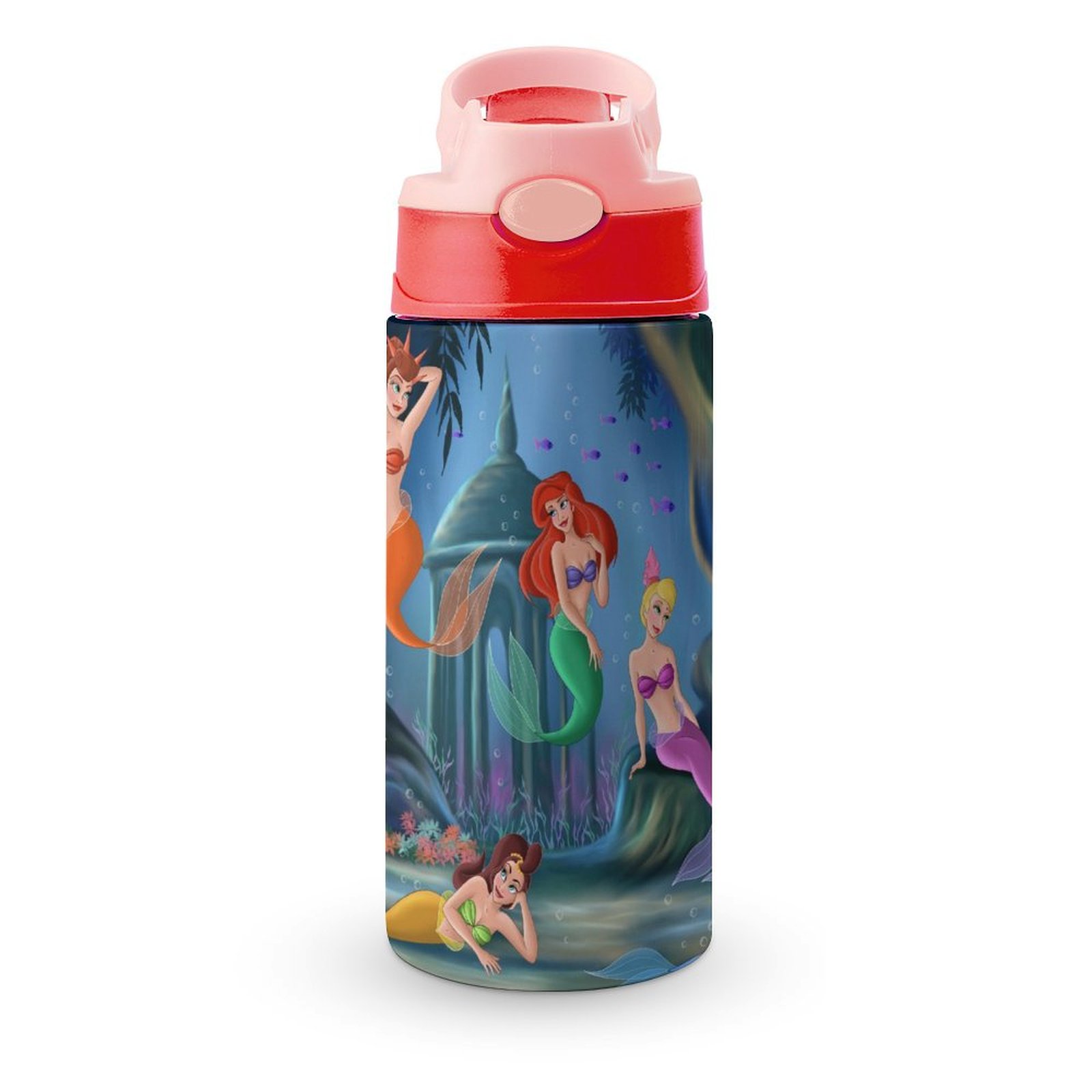 Water Bottle with Straw - 12 Ounce, The Little Mermaid Ariel - Kids Stainless Steel Vacuum ...