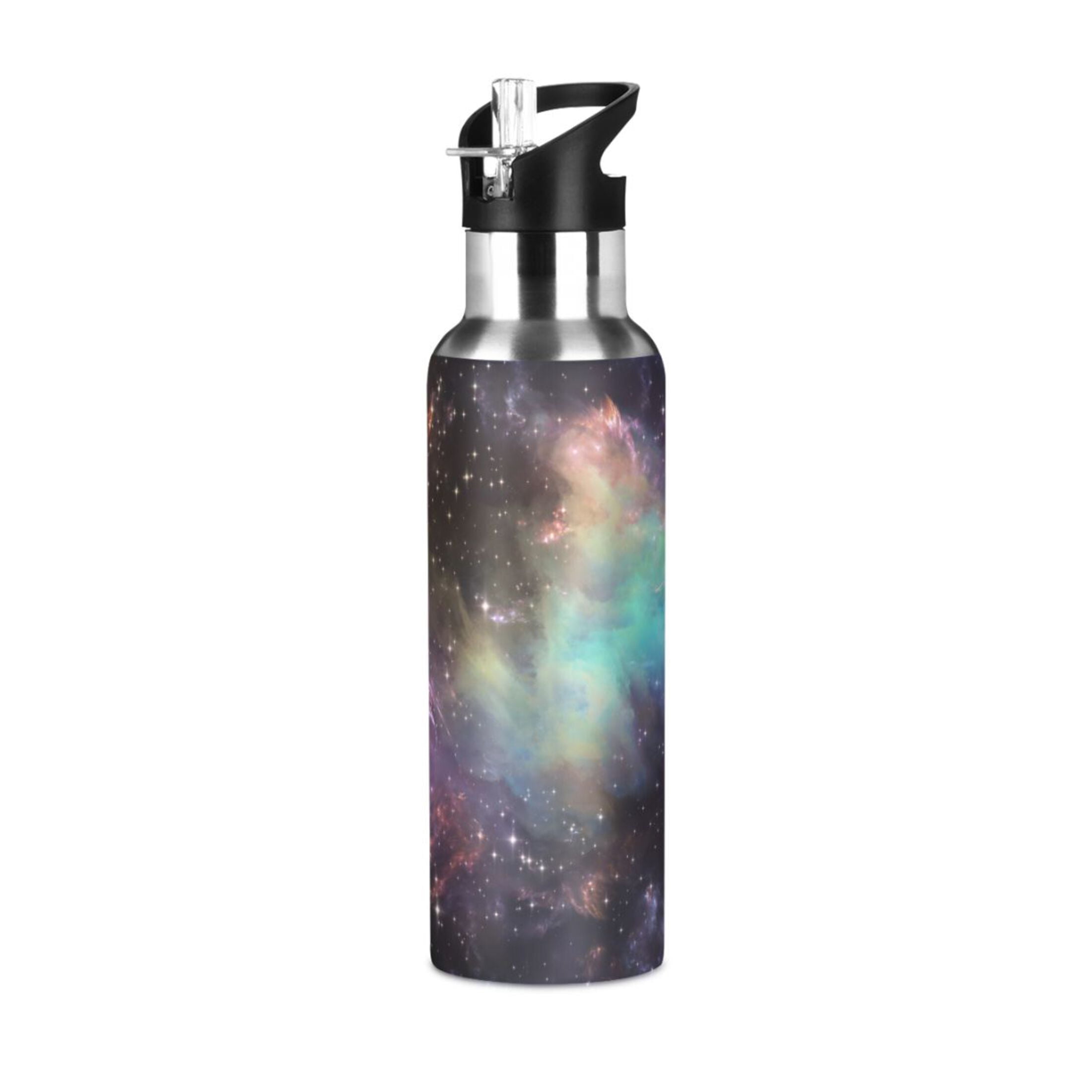 Water Bottle with Straw Lid Leak Universe Galaxy Stainless Steel ...