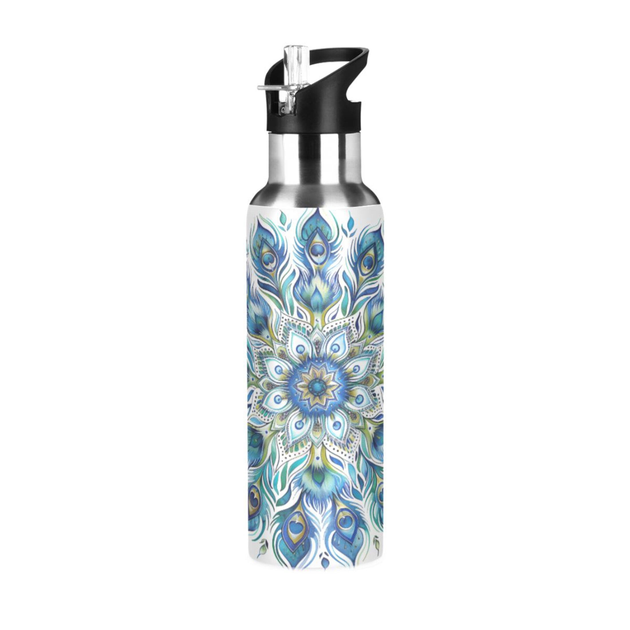 Water Bottles 20oz Straw Lid Wide Mouth Stainless Steel for School ...