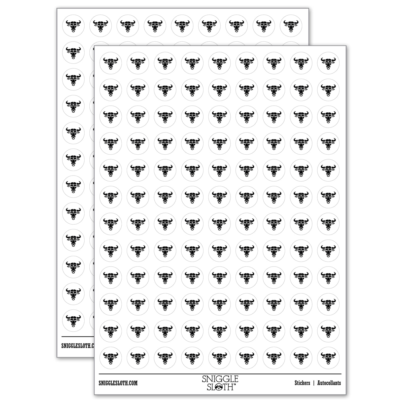 Water Buffalo Ox with Nose Ring 200+ Round Stickers - White - Gloss ...