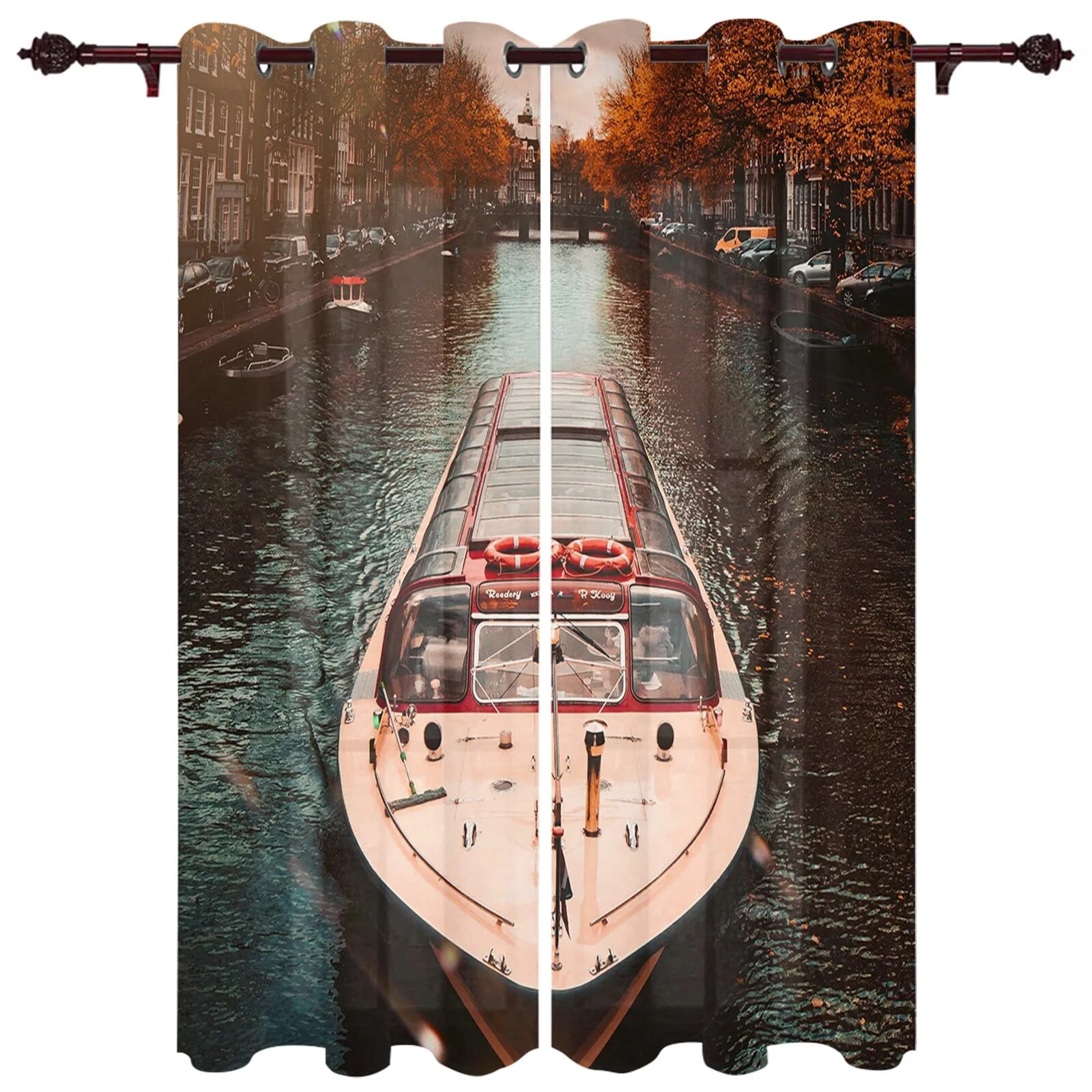 Water Bus Landscape Valance Window Curtains For Living Room Bedroom ...