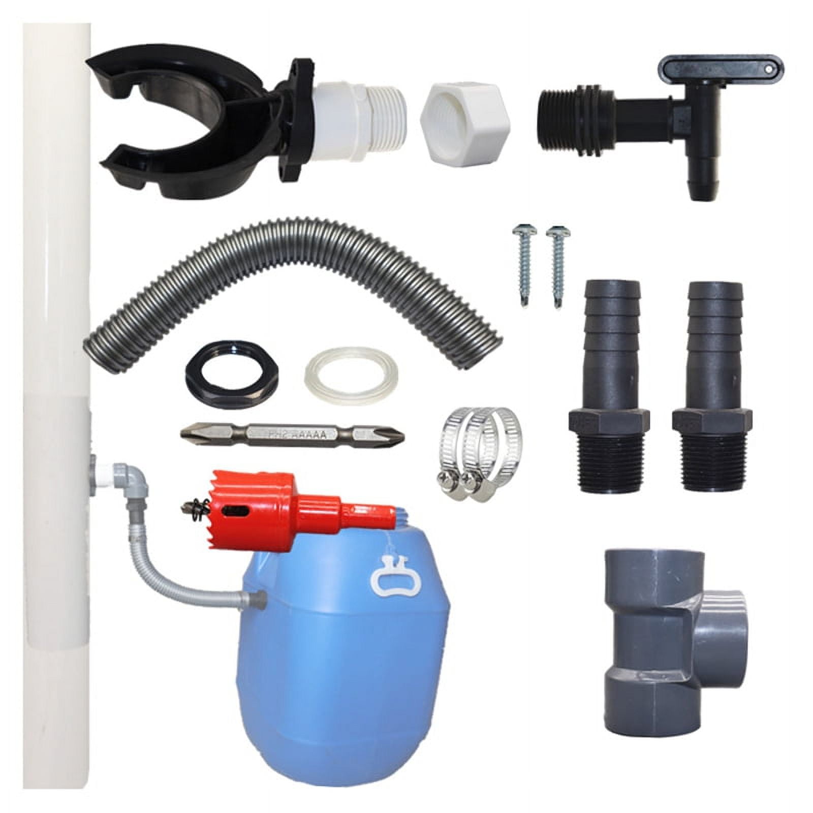 Water Butt Filler Kit for Downpipes, Rainwater Collector, Rain Barrel ...