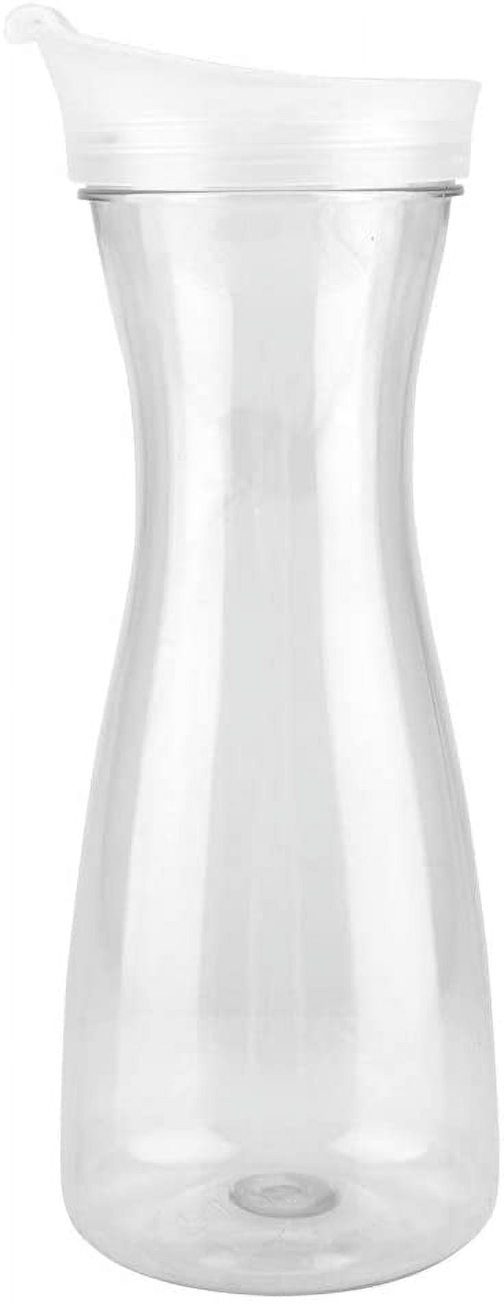 Water Carafe with Flip Top Lid, Clear Acrylic Juice Drink Pitcher Ice ...