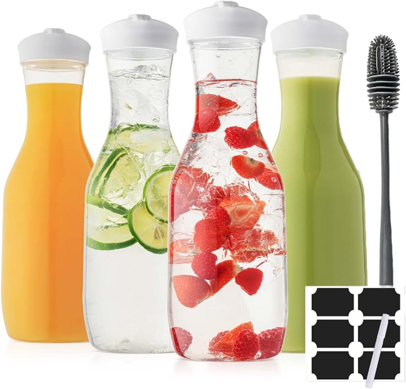 BPA-Free 50 Oz Plastic Beverage Carafe with Lid, Water Pitcher for ...