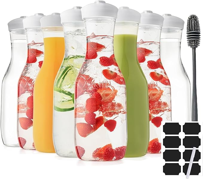 Water Carafe with Lid, 50 Oz Plastic Pitcher for Drinks,Juice ...