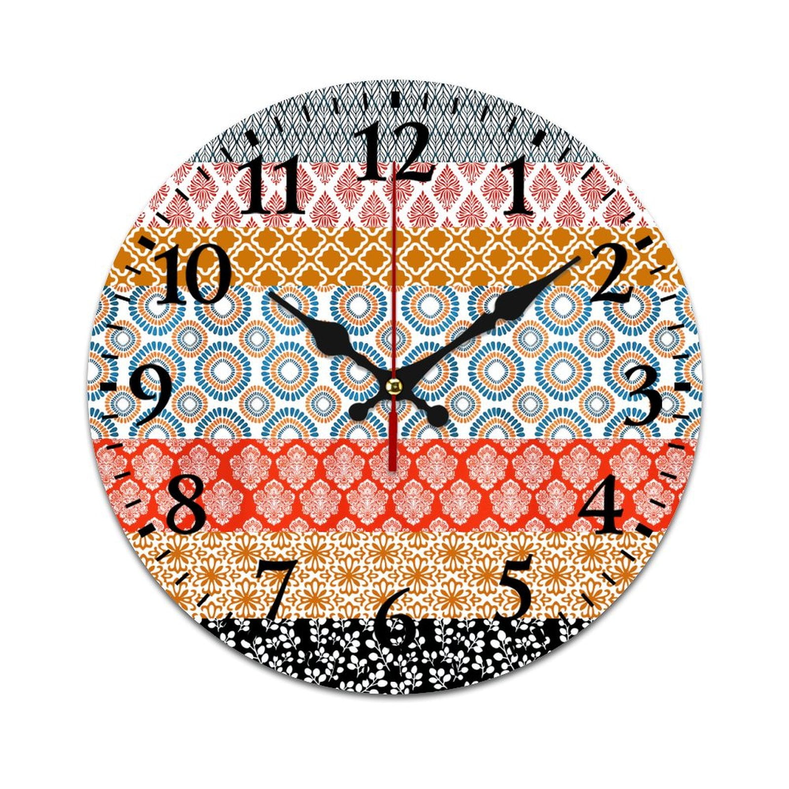 Water Color Bohemian Pattern Multi Colour Wall Clock Modern Design ...