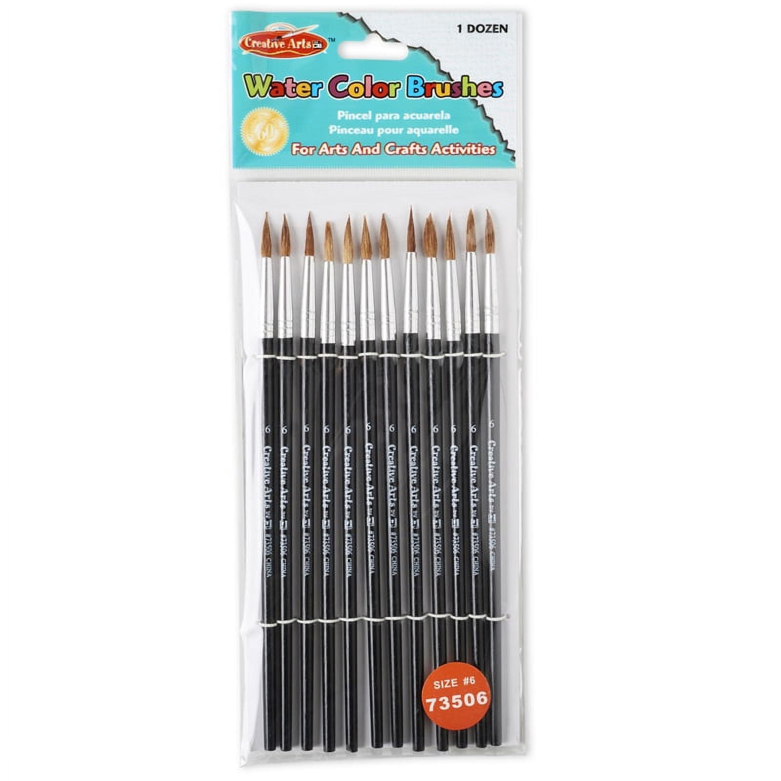 Water Color Paint Brushes with Round Pointed Tip, # 6, 11/16", Camel ...