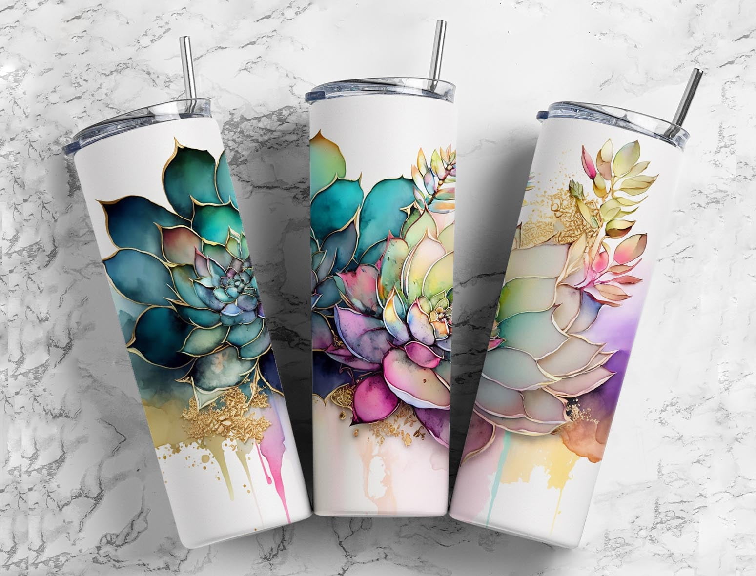 Water Colors Flowers Floral 20 oz. Skinny Tumbler Sublimated BS12 - Walmart.com