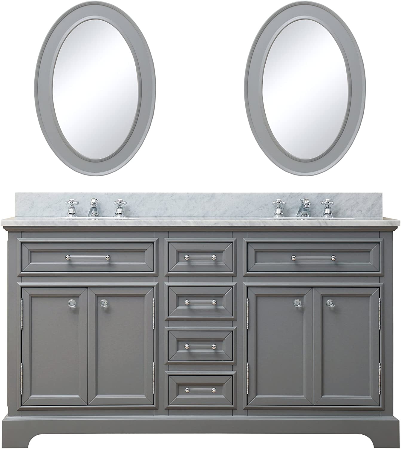 Water Creation Derby 60GB 60" Cashmere Grey Double Sink Bathroom Vanity ...