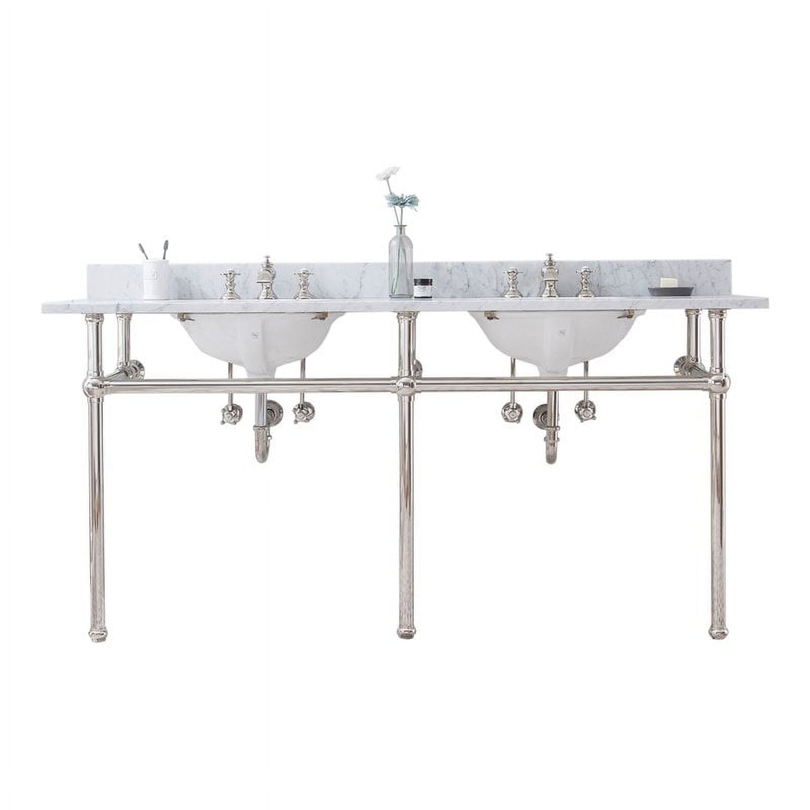 Water Creation 72 In. W. Double Wash Stand, P-Trap, Carrara White ...
