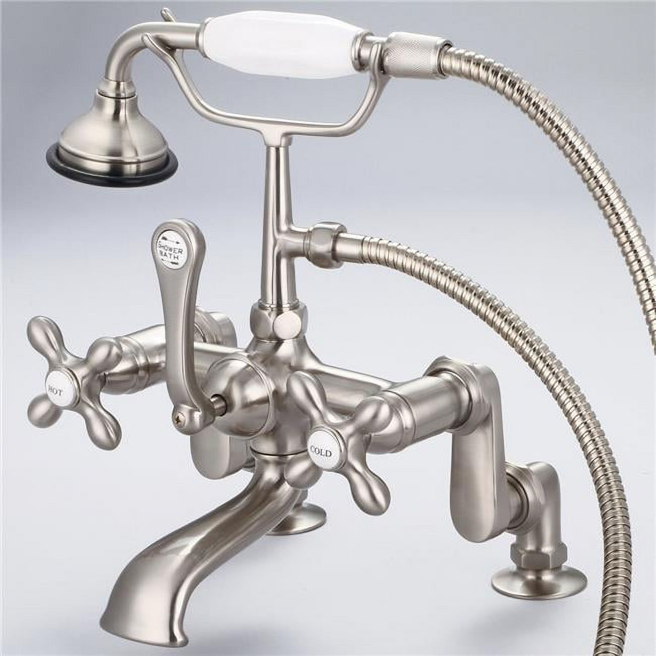 Water Creation F6-0008-02-AX Vintage Deck Mount Tub Faucet - Cross ...