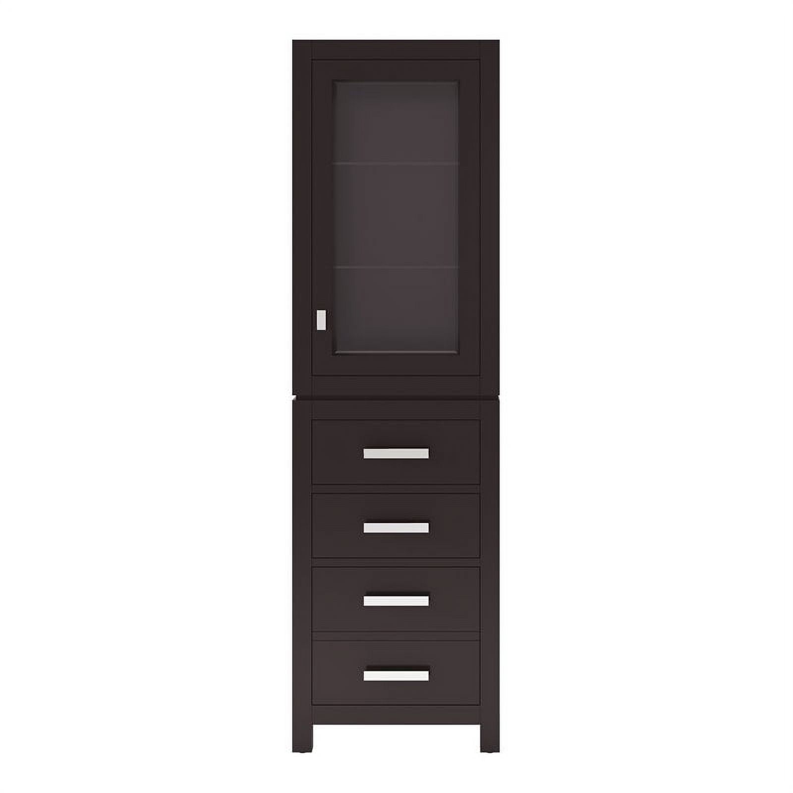 Water Creation Madison Contemporary Wood Linen Cabinet in Espresso