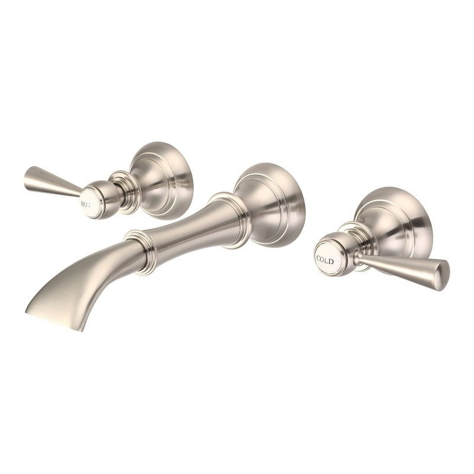 Water Creation Wall Mount Lever Handles Brass Lavatory Faucet - Brushed ...