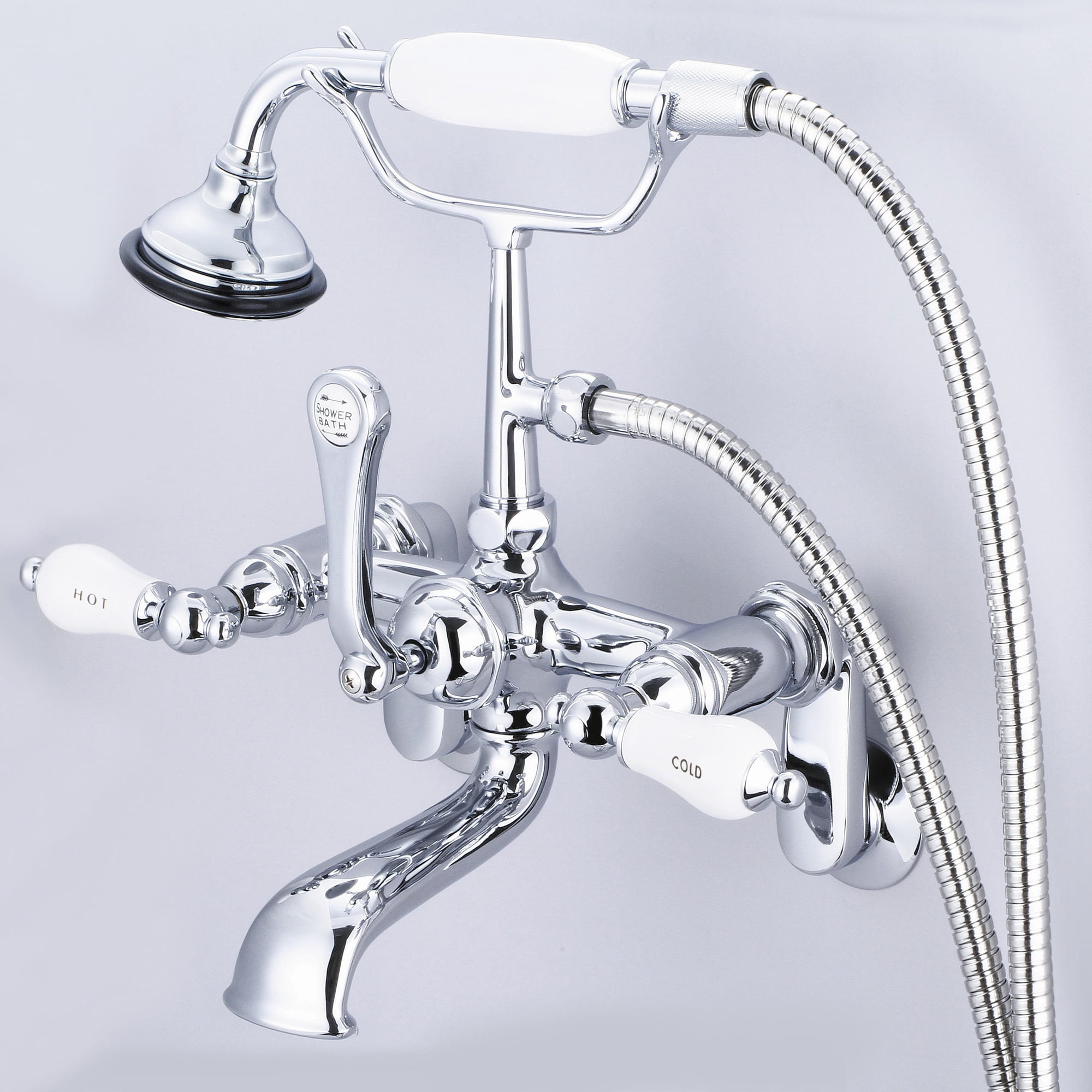 Water Creation Wall Mount Traditional Solid Brass Tub Faucets in Chrome ...