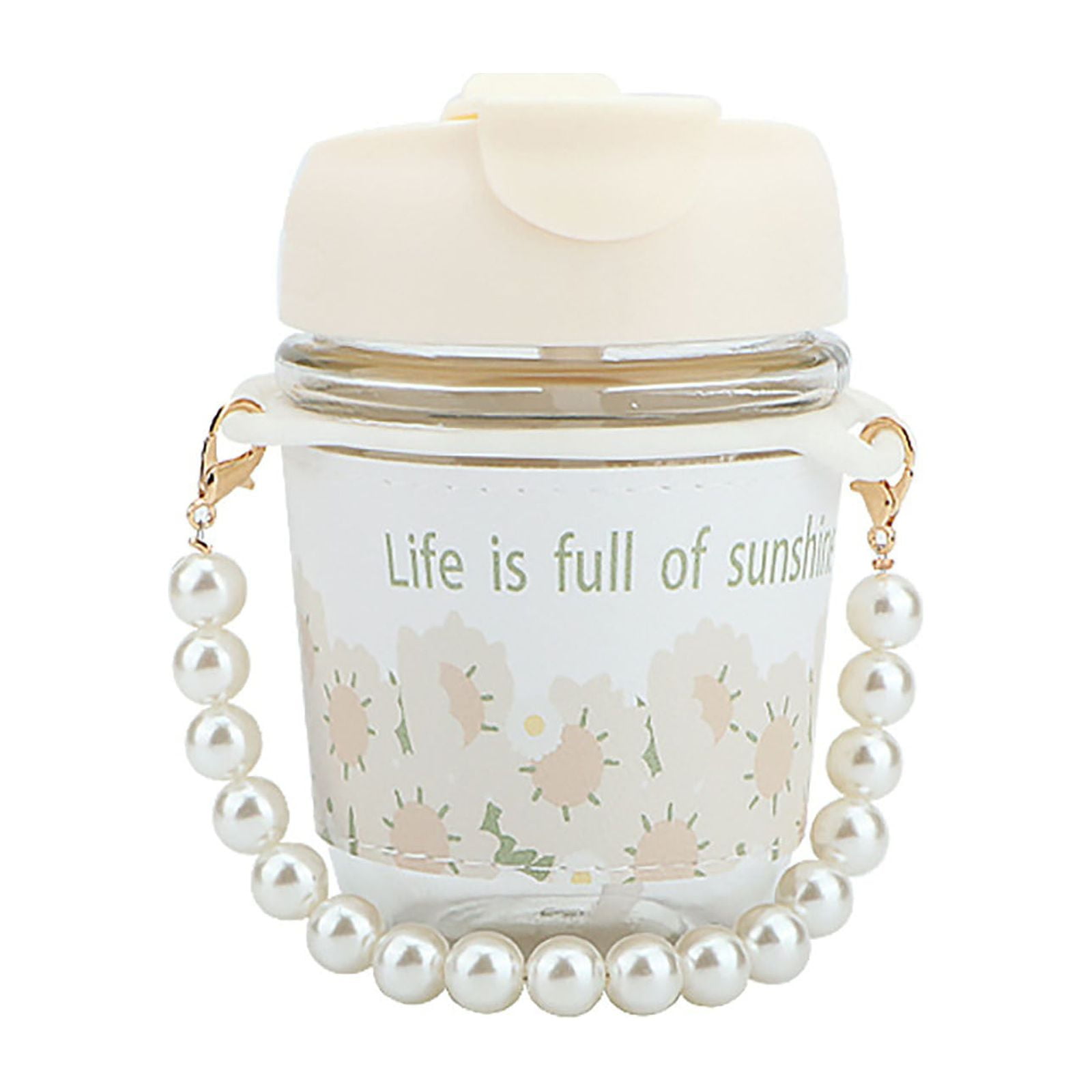 Water Cup Girls High Value Pearl Portable Chain Glass Cup Students ...