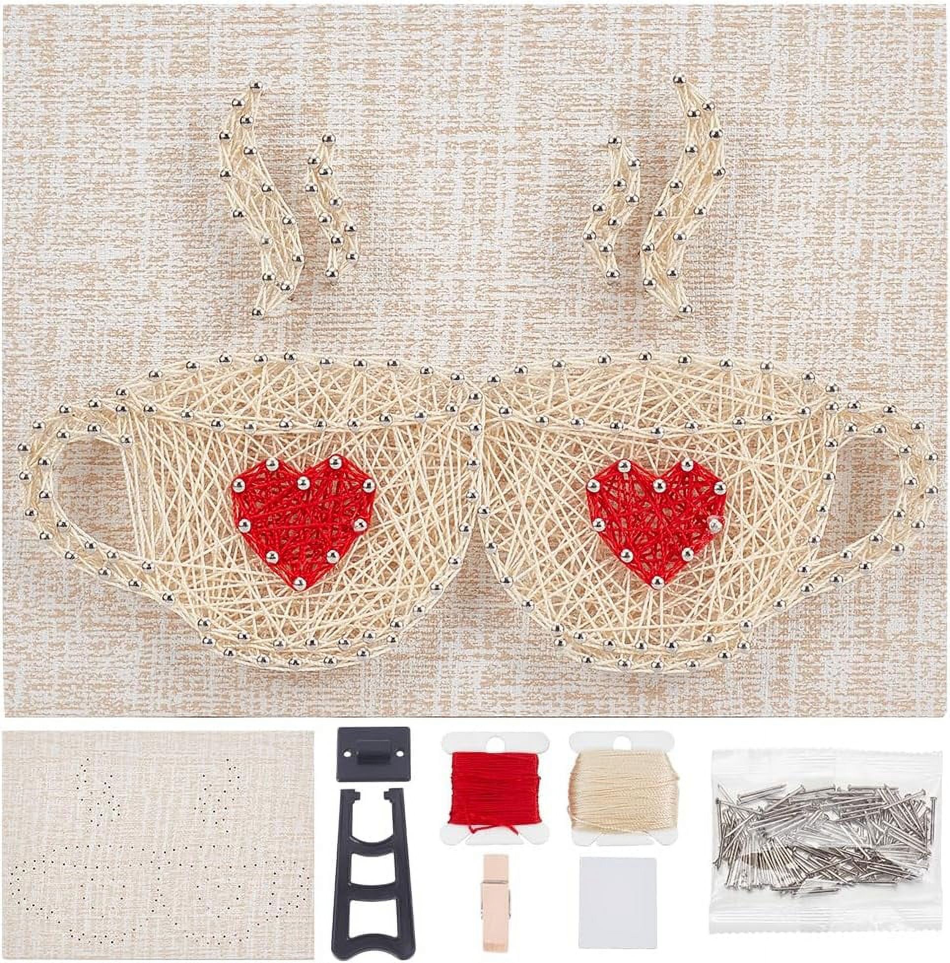 Water Cup with Love Heart Pattern DIY String Art 9x6.2inch 3D Water Cup ...