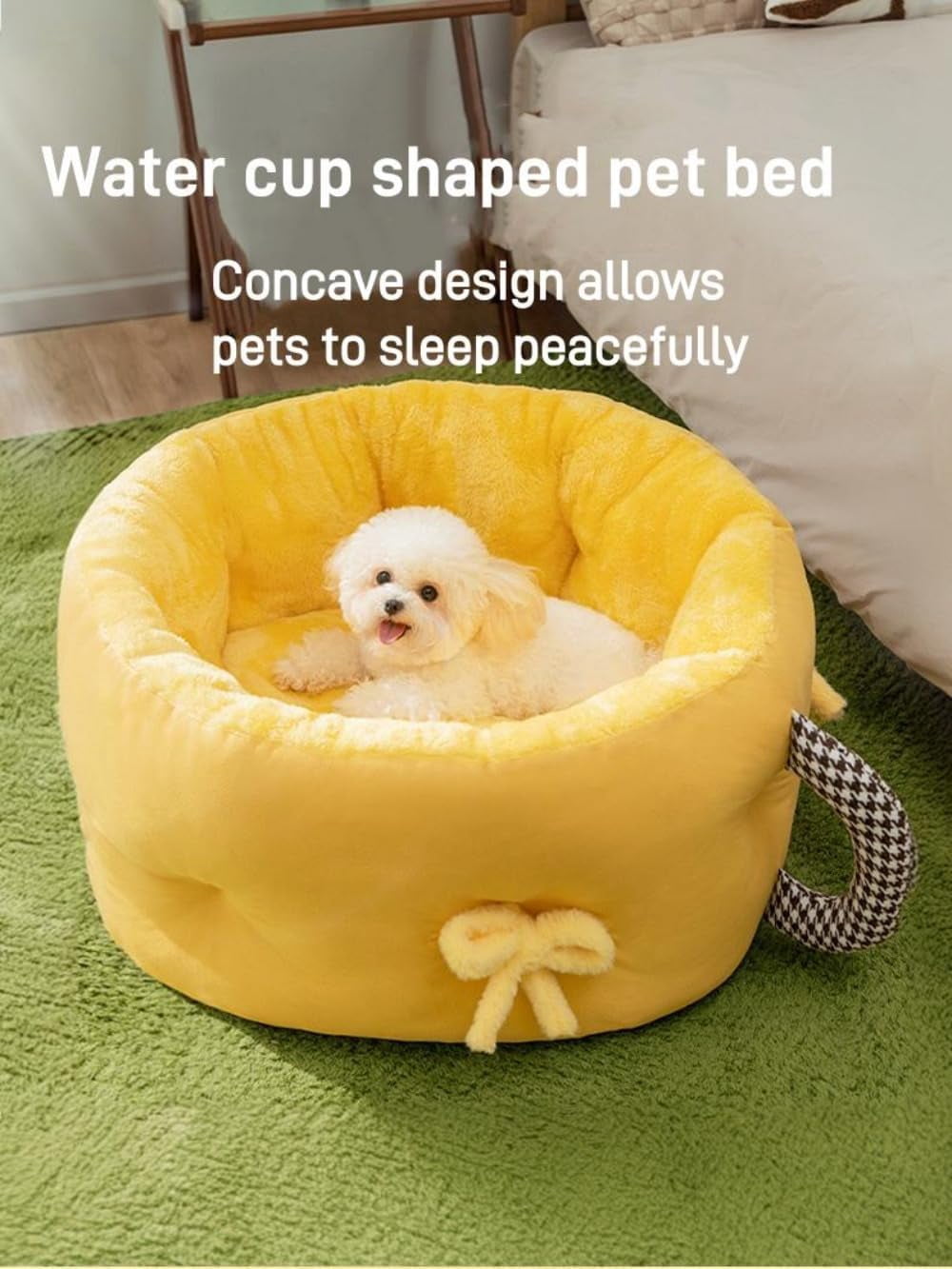 Water Cup-Shaped Cozy Pet Bed - Arctic Velvet Cat & Small Dog Nest ...
