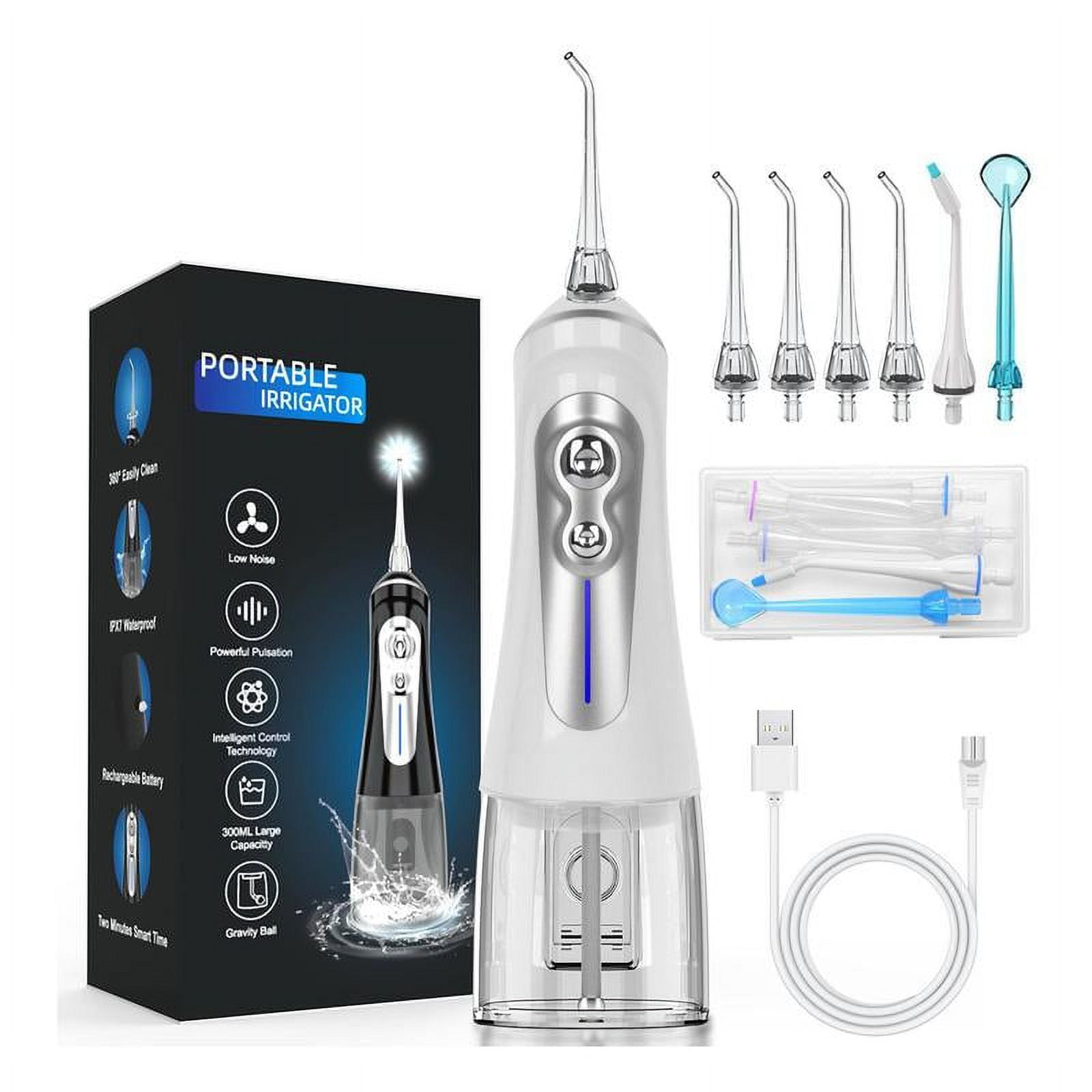 Water Dental Flosser - 6 Modes, 320ML Portable & Rechargeable, IPX7 ...