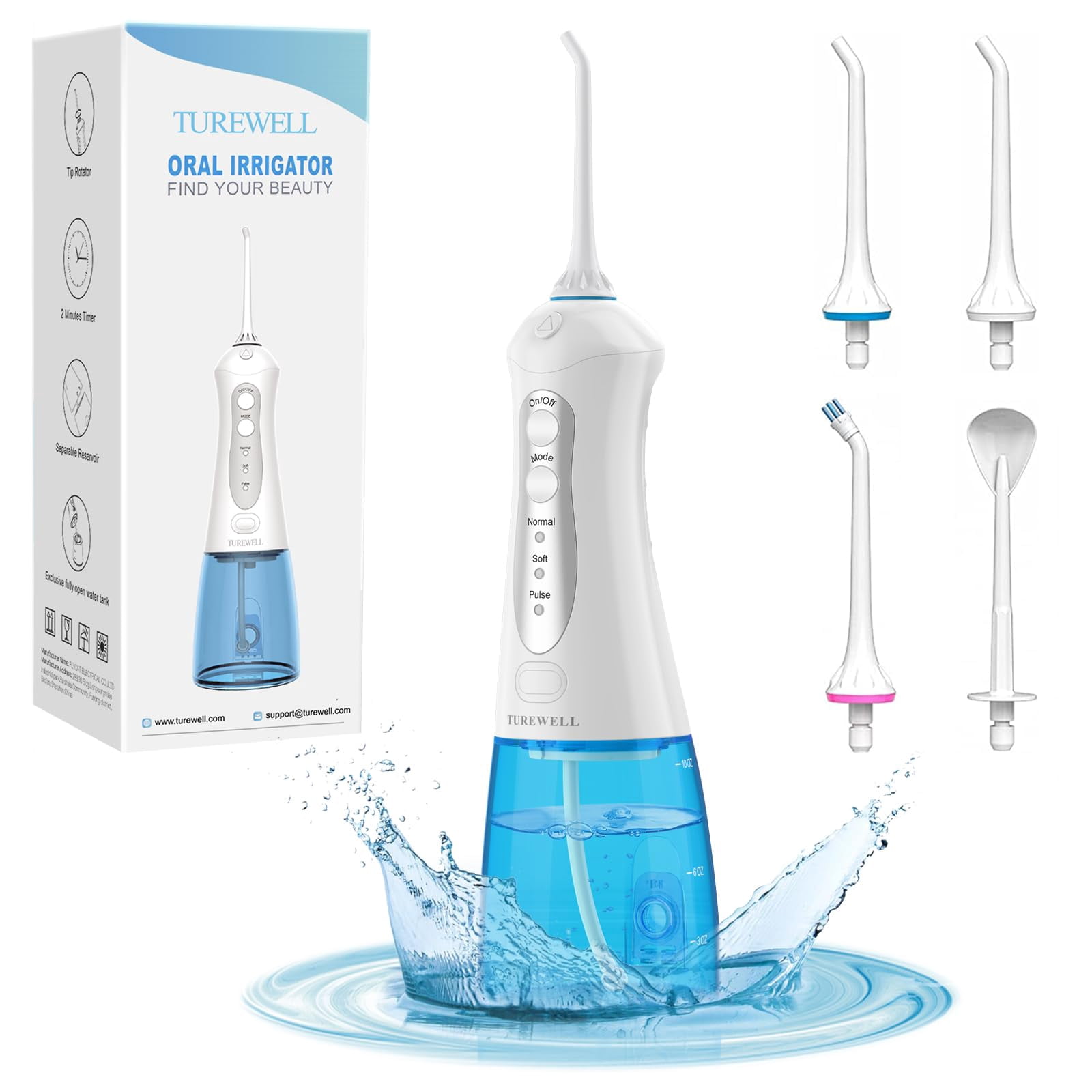 Water Dental Flosser Cordless Oral Irrigator, Portable and Rechargeable ...