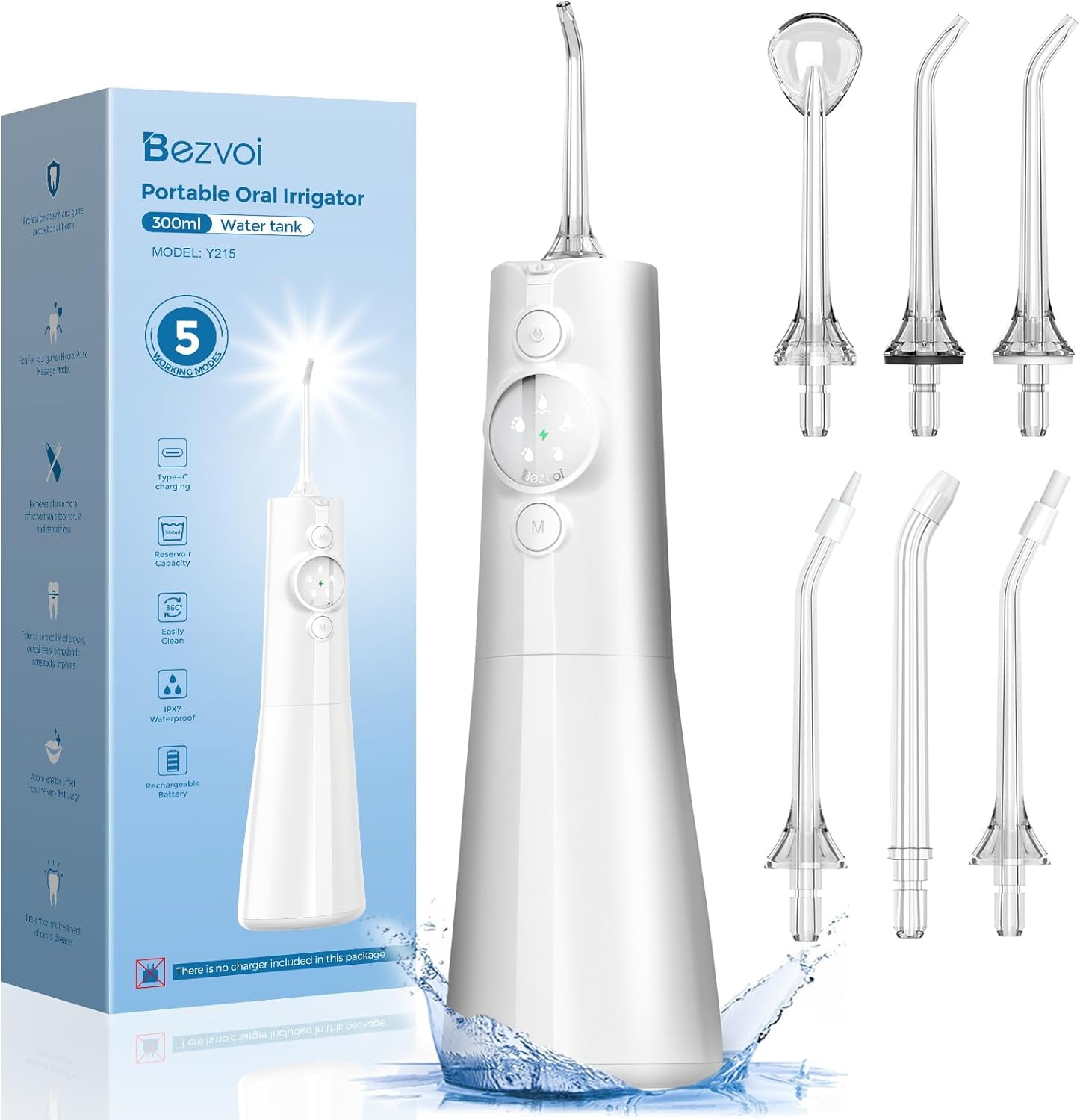 Water Dental Flosser Cordless: Professional Water Floss LED Display 5 ...