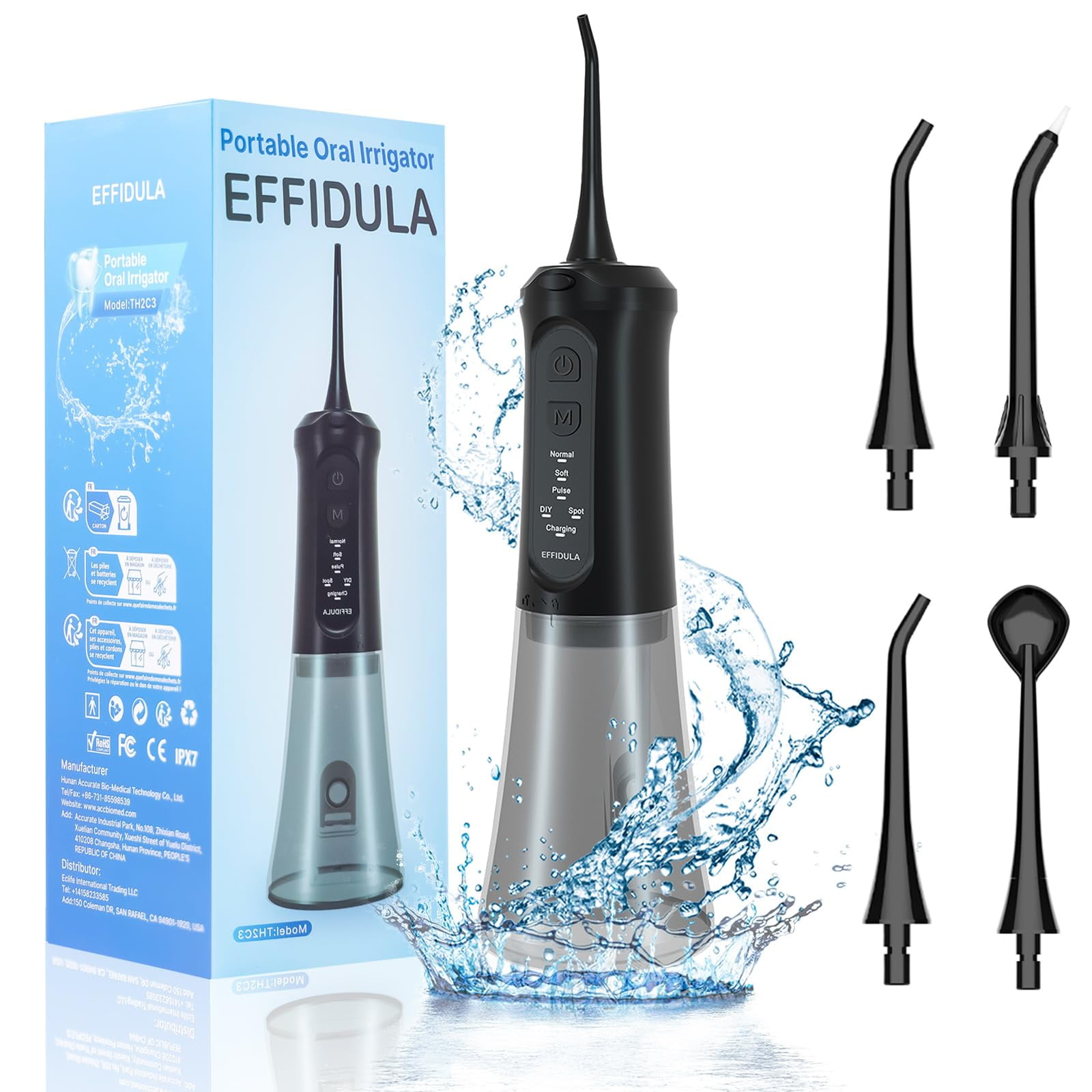 Water Dental Flosser Pick KEF16 for Cordless Pulse Oral Irrigator with 310ML Water 5 Pressure ...
