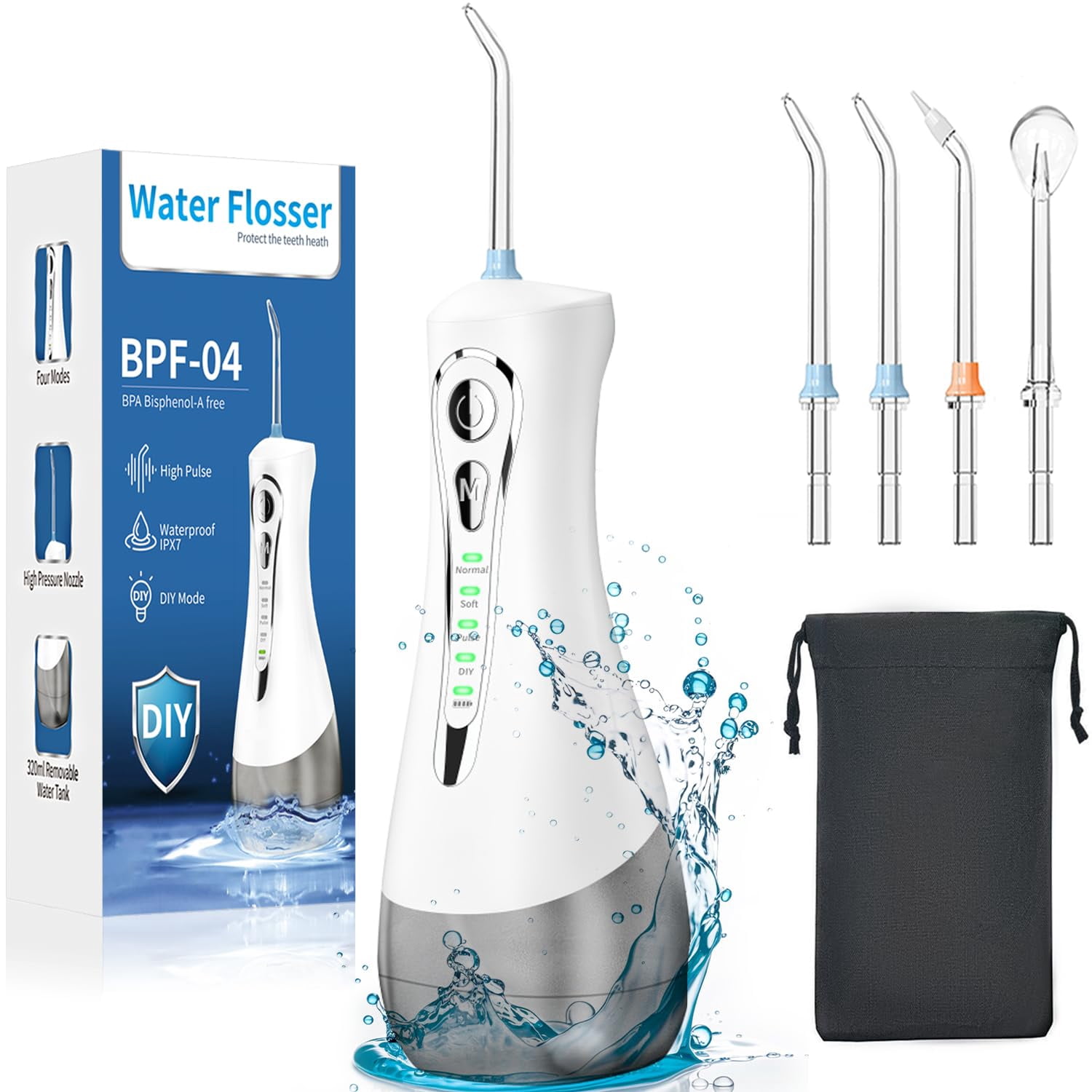 Water Dental Flosser Pick for Teeth, Cordless Rechargeable Oral ...