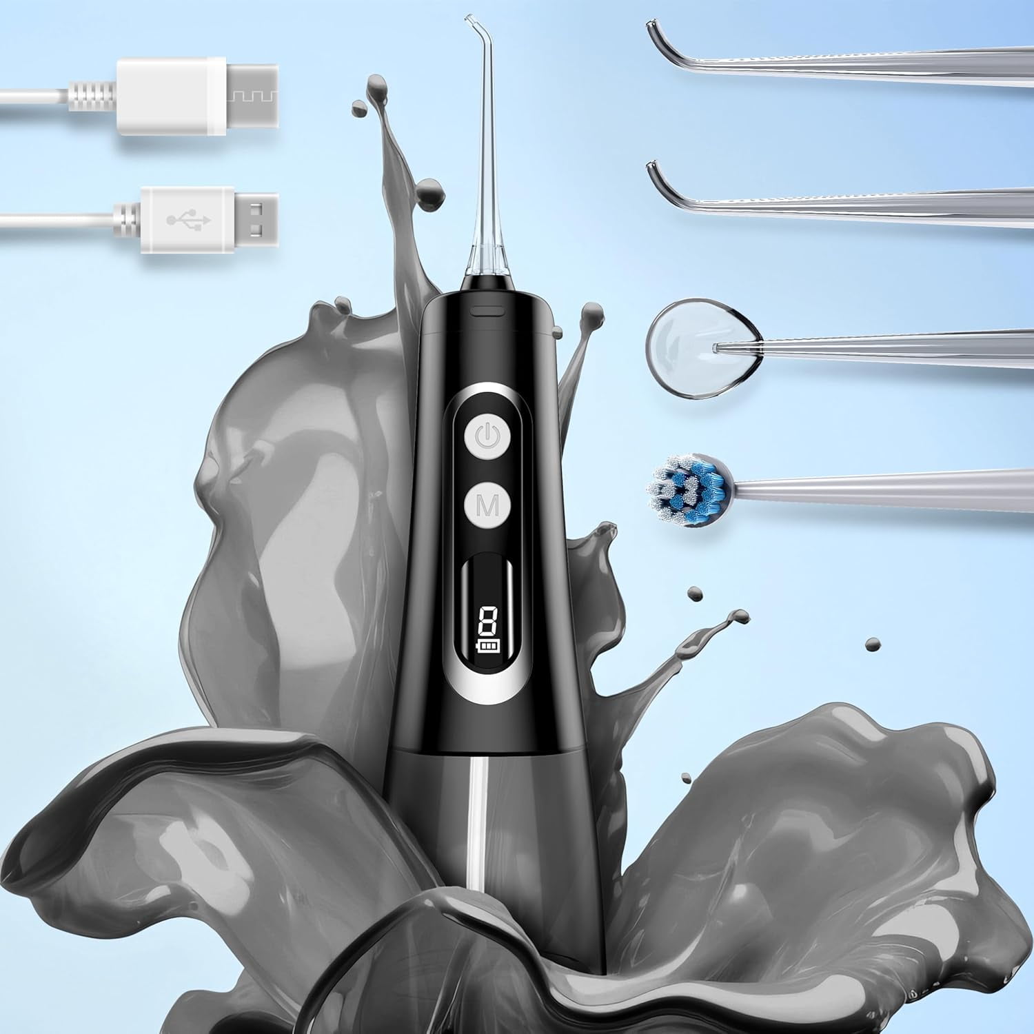 Water Dental Flosser Teeth Pick with 9 Modes, Portable Rechargeable ...