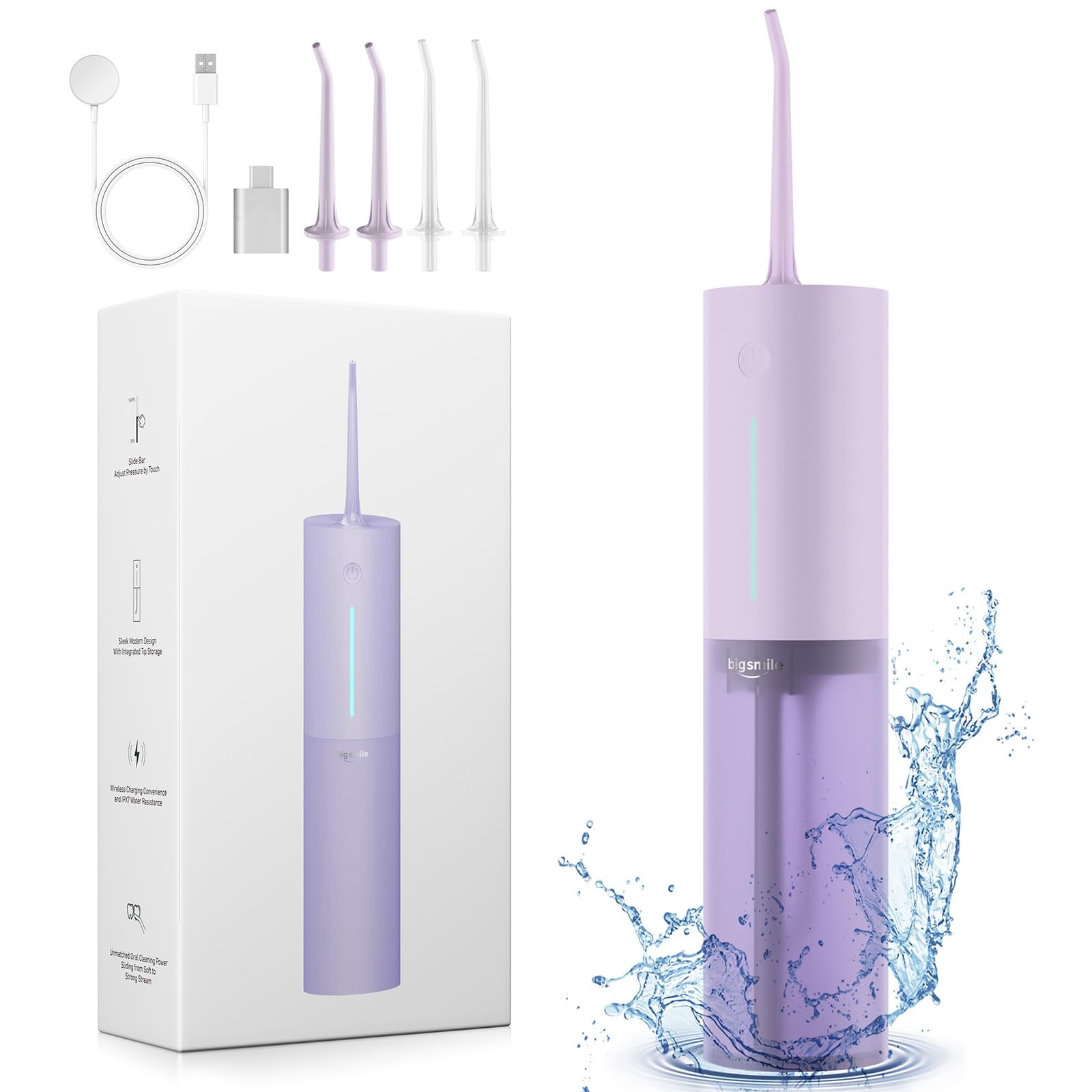 Water Dental Flosser for Teeth, 4 Tips Cordless Water Flosser, 3 Modes ...