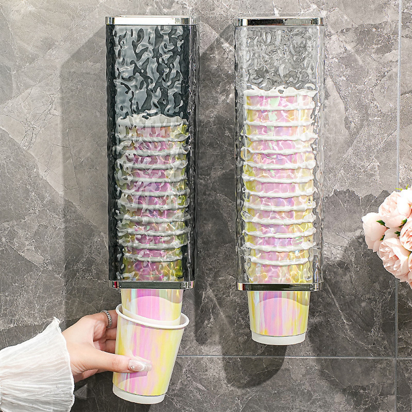 Water Dispenser Hangable Plastic Dispenser Disposable Cup Mount Paper Cups Supplies Covered ...