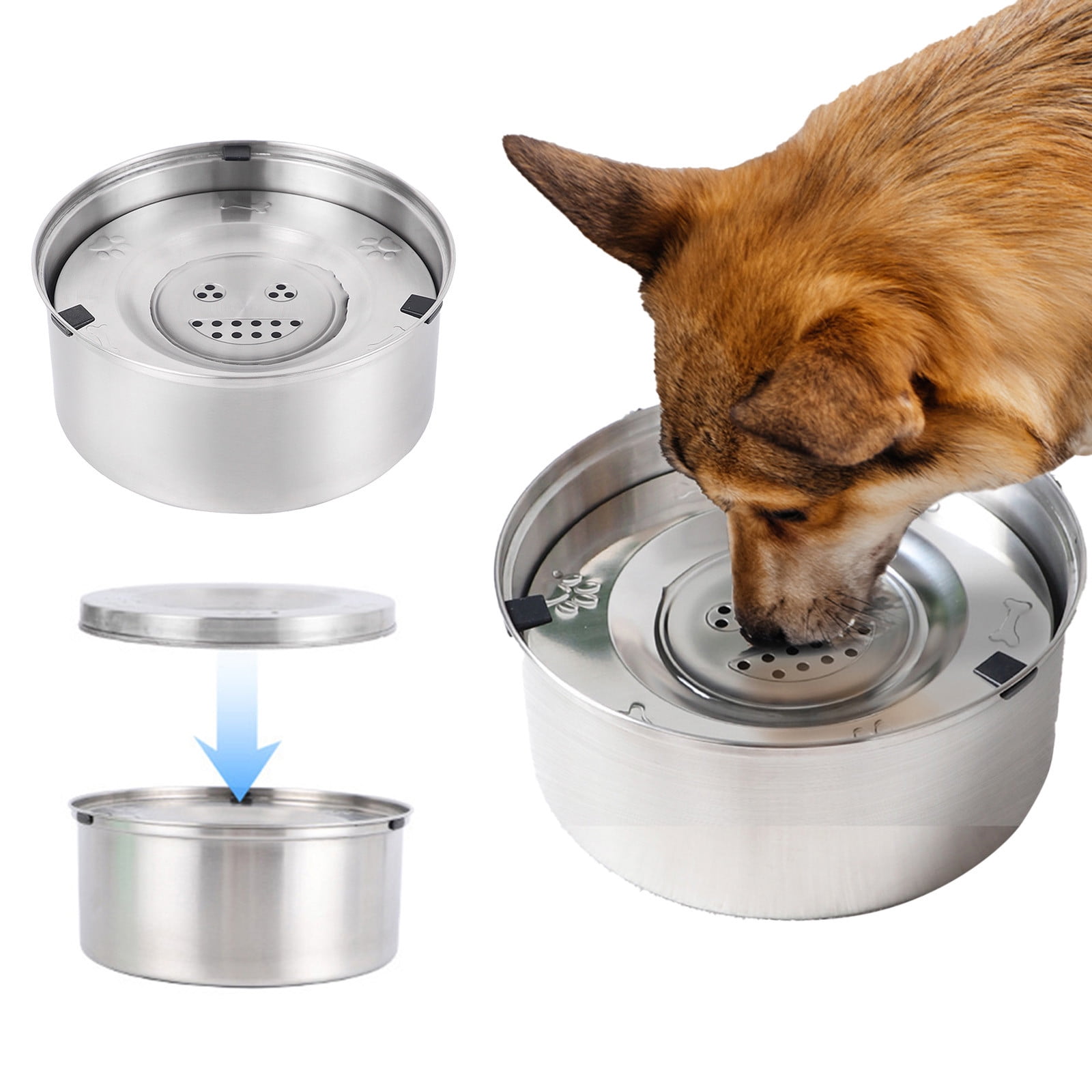 Water Dispensers Dog Water Dispenser 3L Stainless Steel No Spill Bowl ...